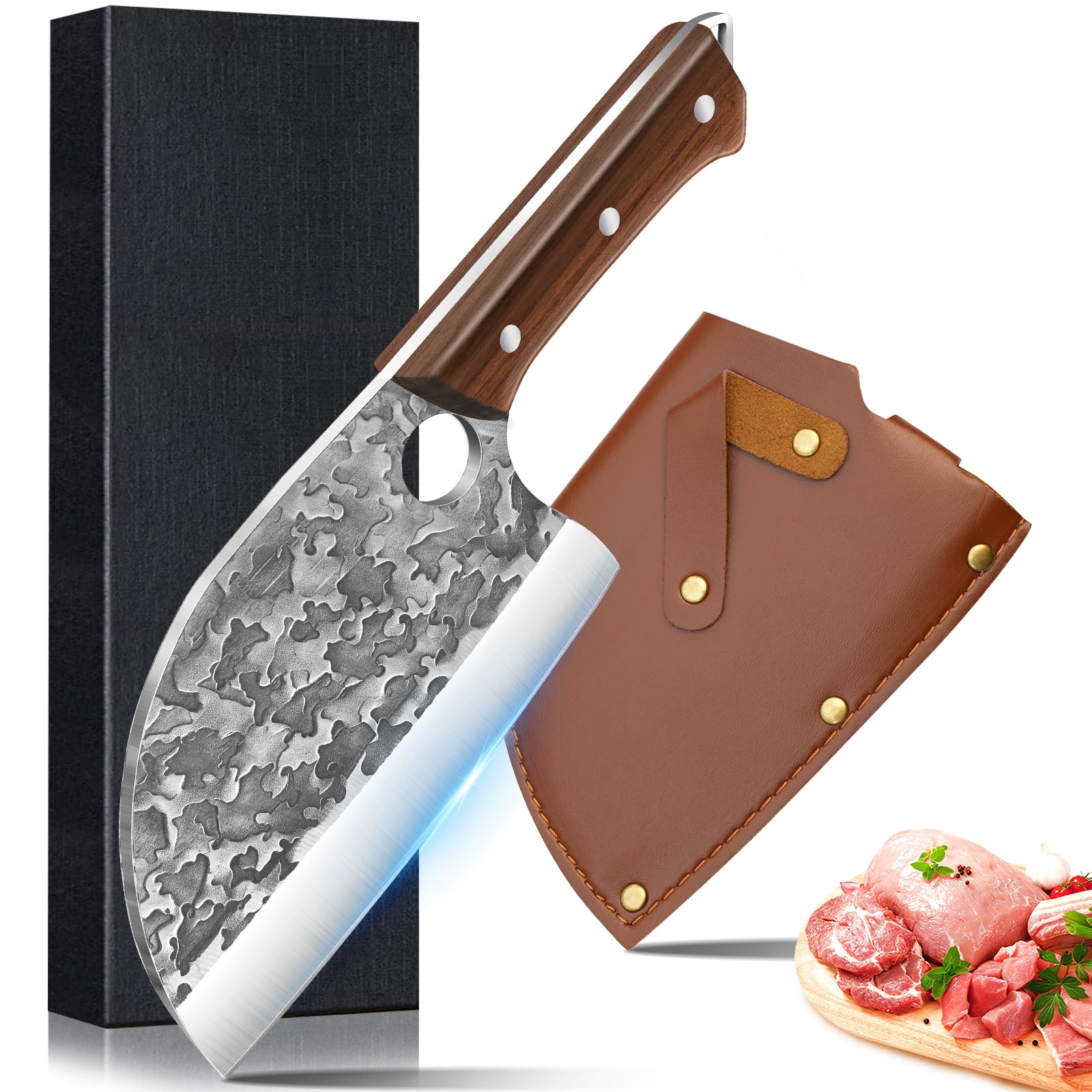 ABINK Butcher Knife Set, Chef Knife Set with Bag and Gloves, Ultra ...