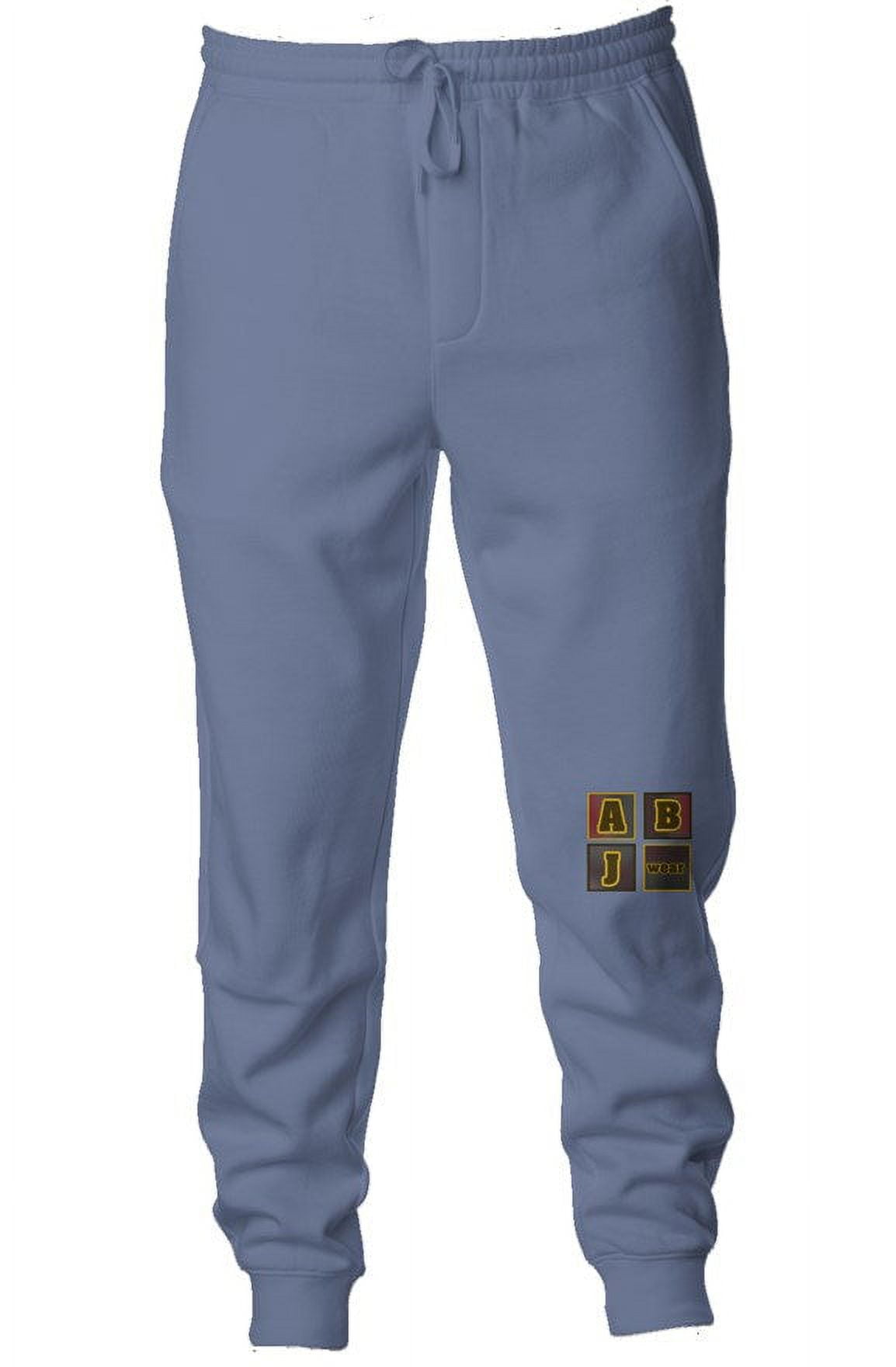 ABJ Unisex Brown Block (Slate Blue) Pigment Dyed Fleece Joggers ...