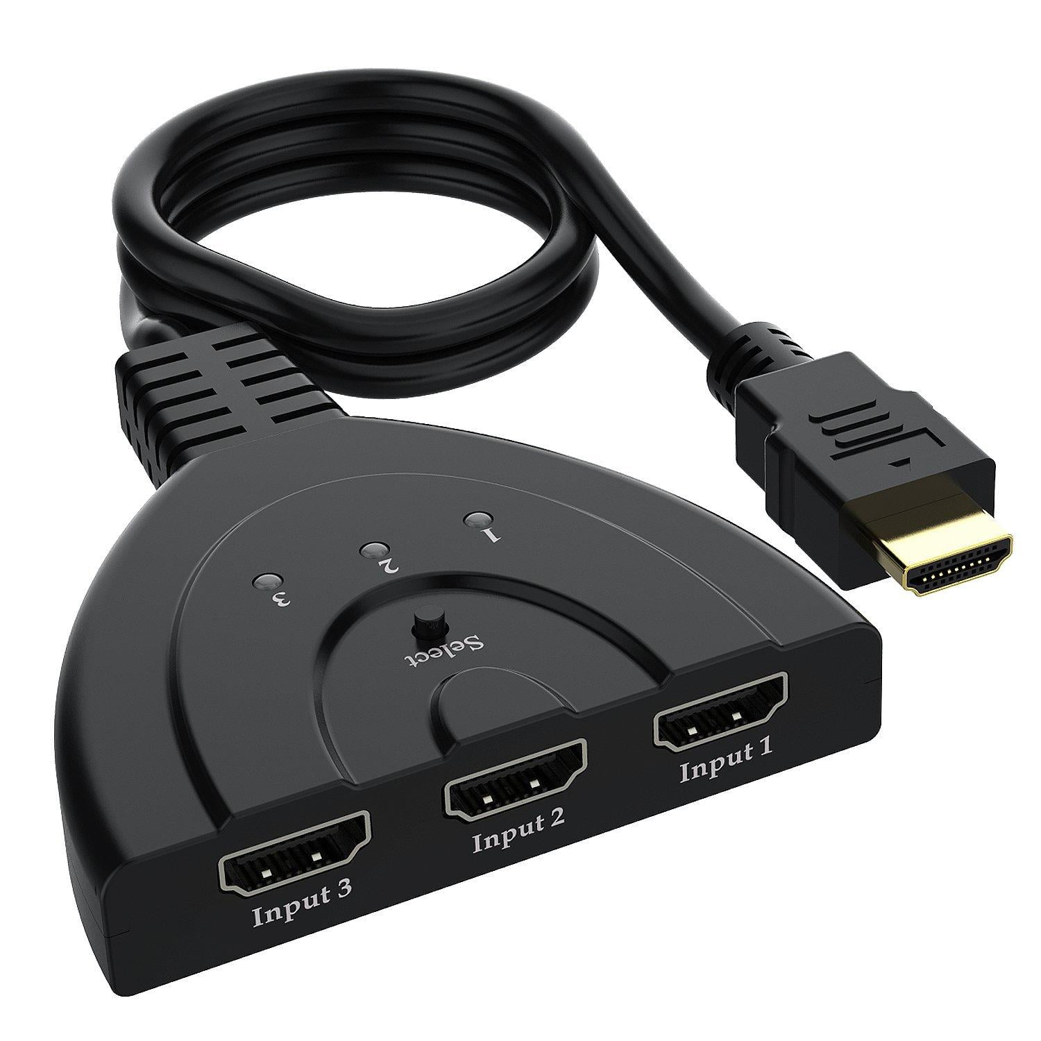 ABLEGRID 3-Port HDMI Splitter Switch Cable 2ft 3 In 1 out Auto High ...