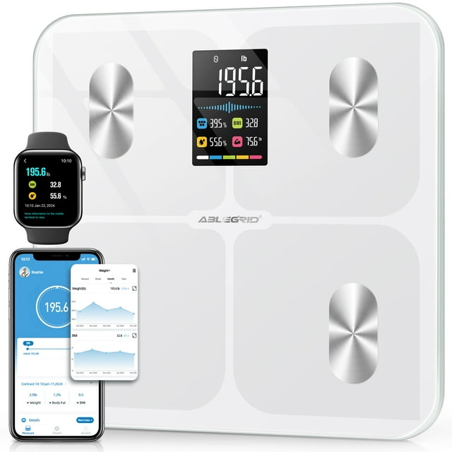 ABLEGRID Digital Smart Scale for Body Weight, Accurate Bathroom Scale ...