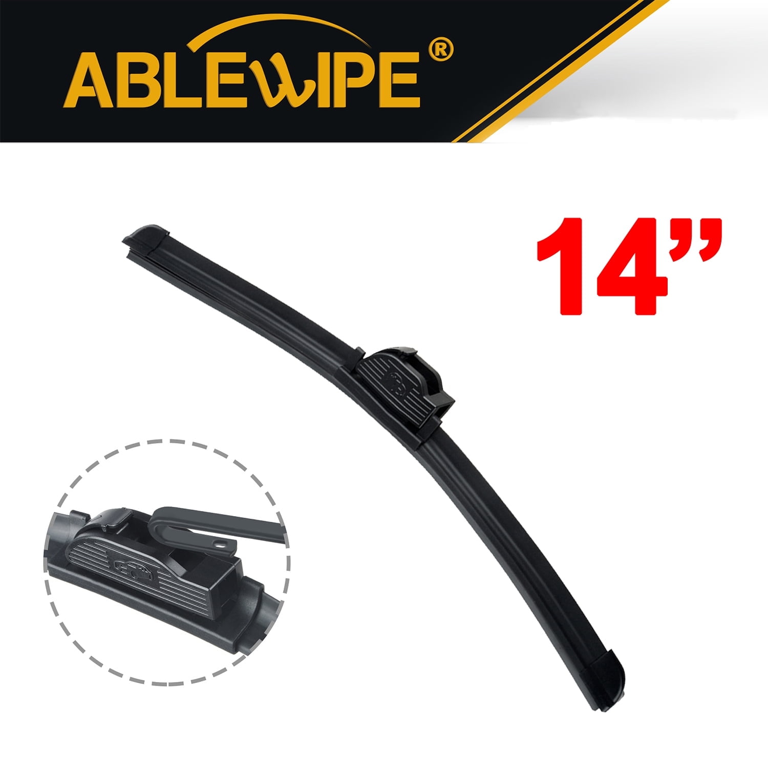 ABLEWIPE 14" Bracketless Premium Windshield Front Rear Wiper Blade Fit ...