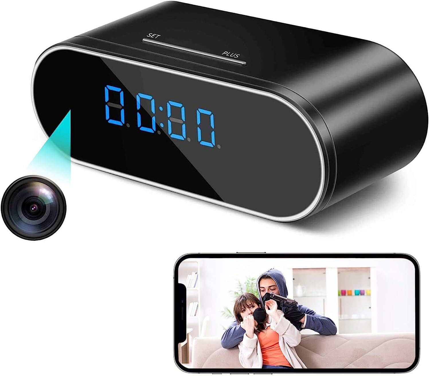 HD 1080p WiFi Camera Clock: Spy Security with Night Vision, Motion ...