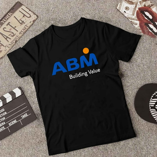 ABM Industries Logo Bold Black Style Work Casual Graphic Tee Shirt, for ...
