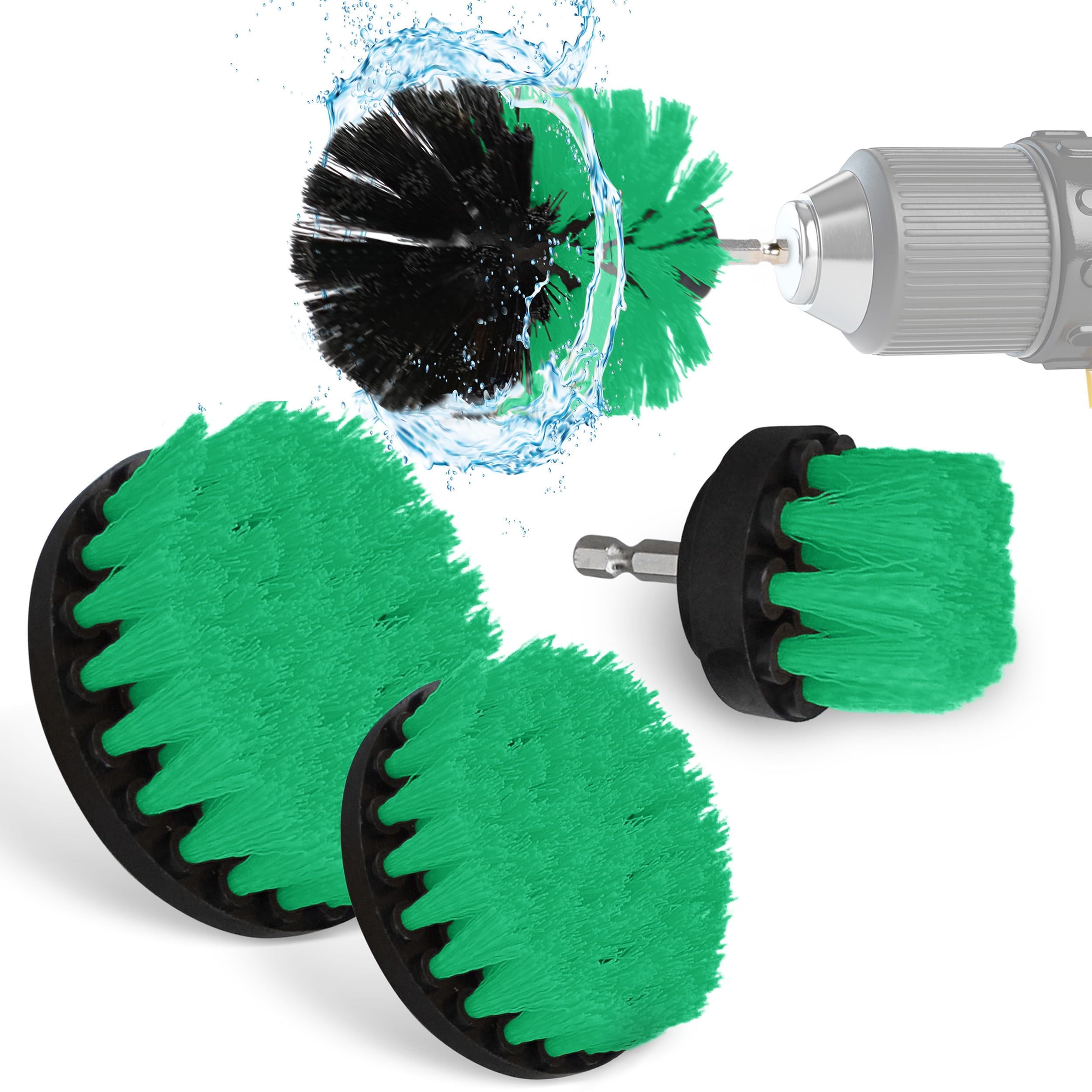 ABN 1/4in Drive Drill Cleaning Brush Attachment Set - 4 Piece Green Med ...