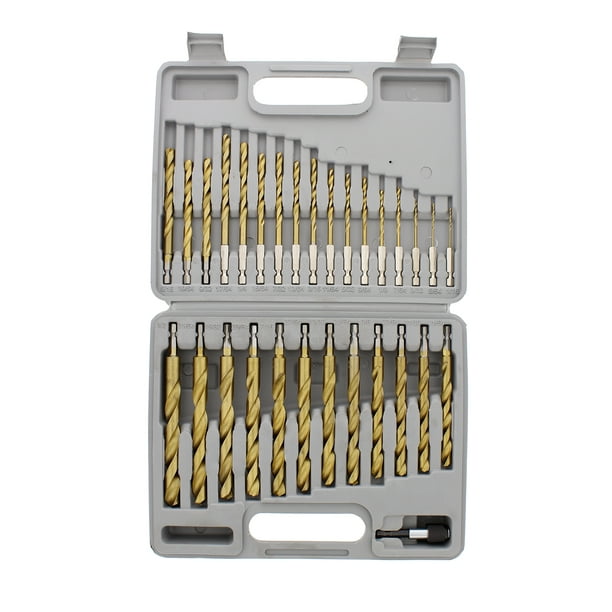 ABN 1/4in Hex Shank Drill Bit Set 30pc Quick Change Titanium Twist ...
