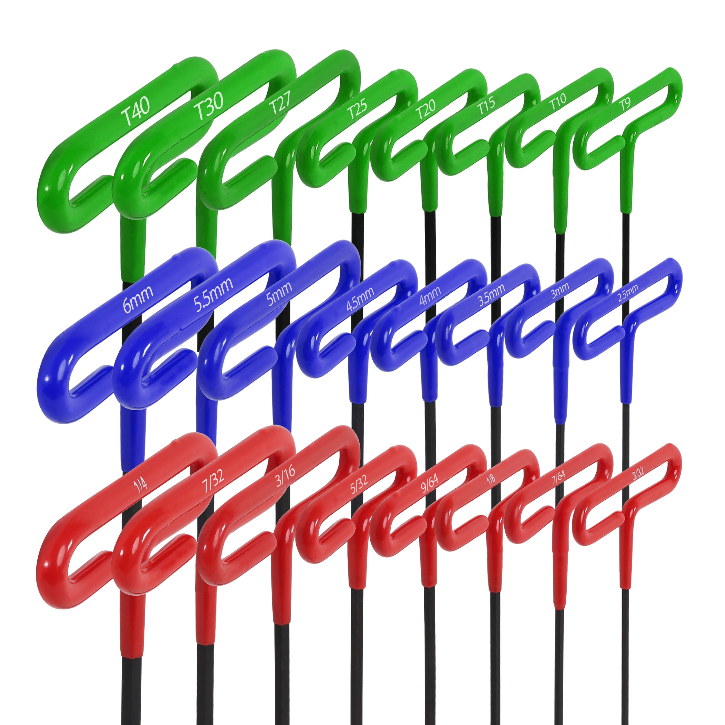 ABN 24p T Handle Allen Wrench Set Metric 2.5-6mm Standard 3/32-1/4in ...