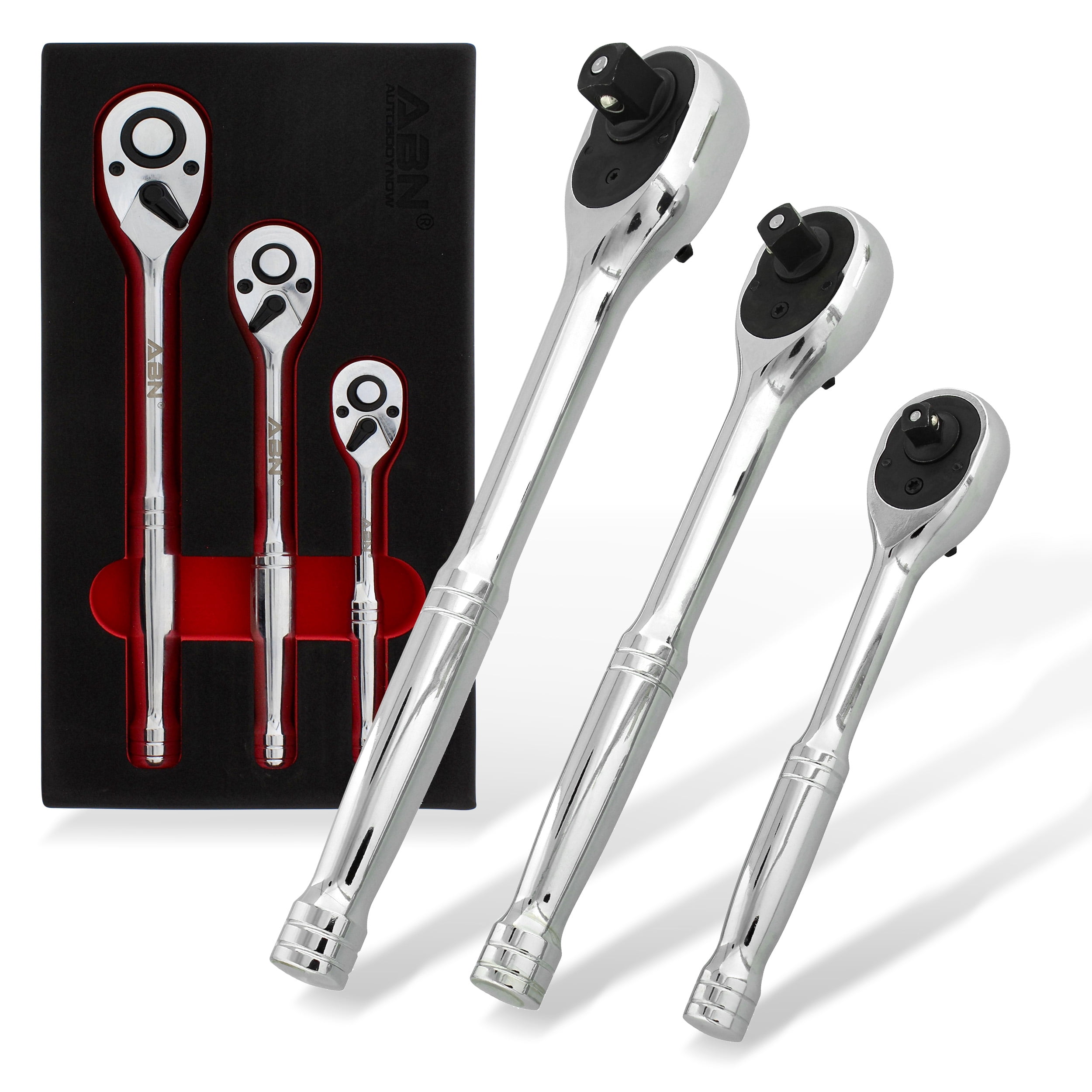 ABN 3 Piece Ratchet Wrench Tools - Thumb Wheel Ratchet Set 3/8 1/4 1 ...