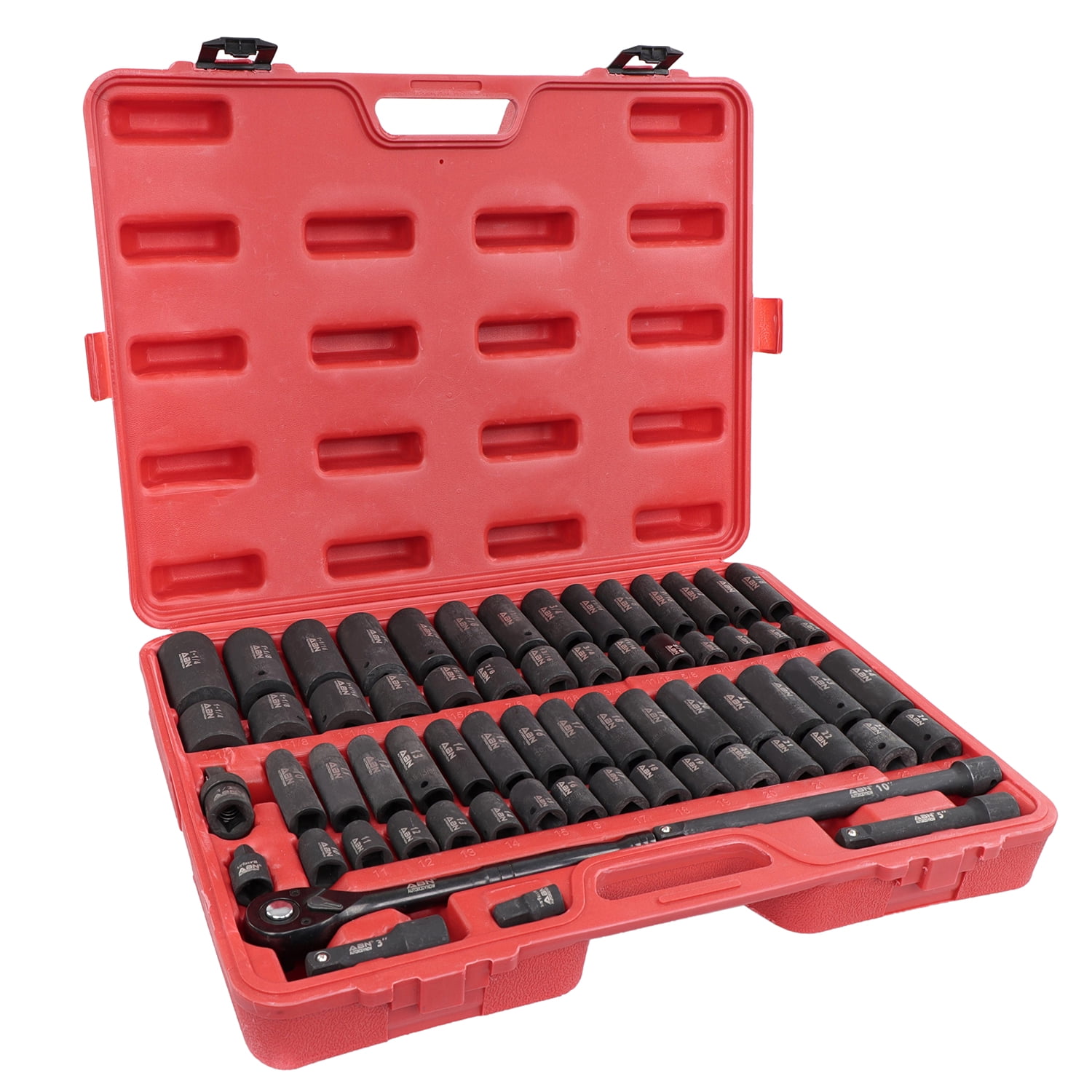 Free Shipping! ABN 65 Piece Impact Socket Set - 1/2in Drive Shallow and ...