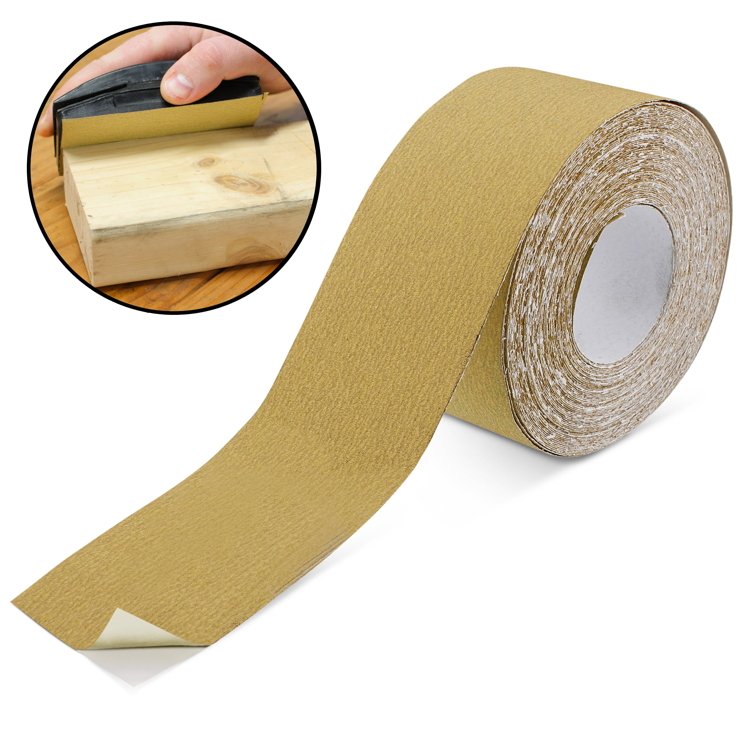 ABN Adhesive 120-Grit Sandpaper Roll 2-3/4” Inch x 20 Yards Aluminum ...