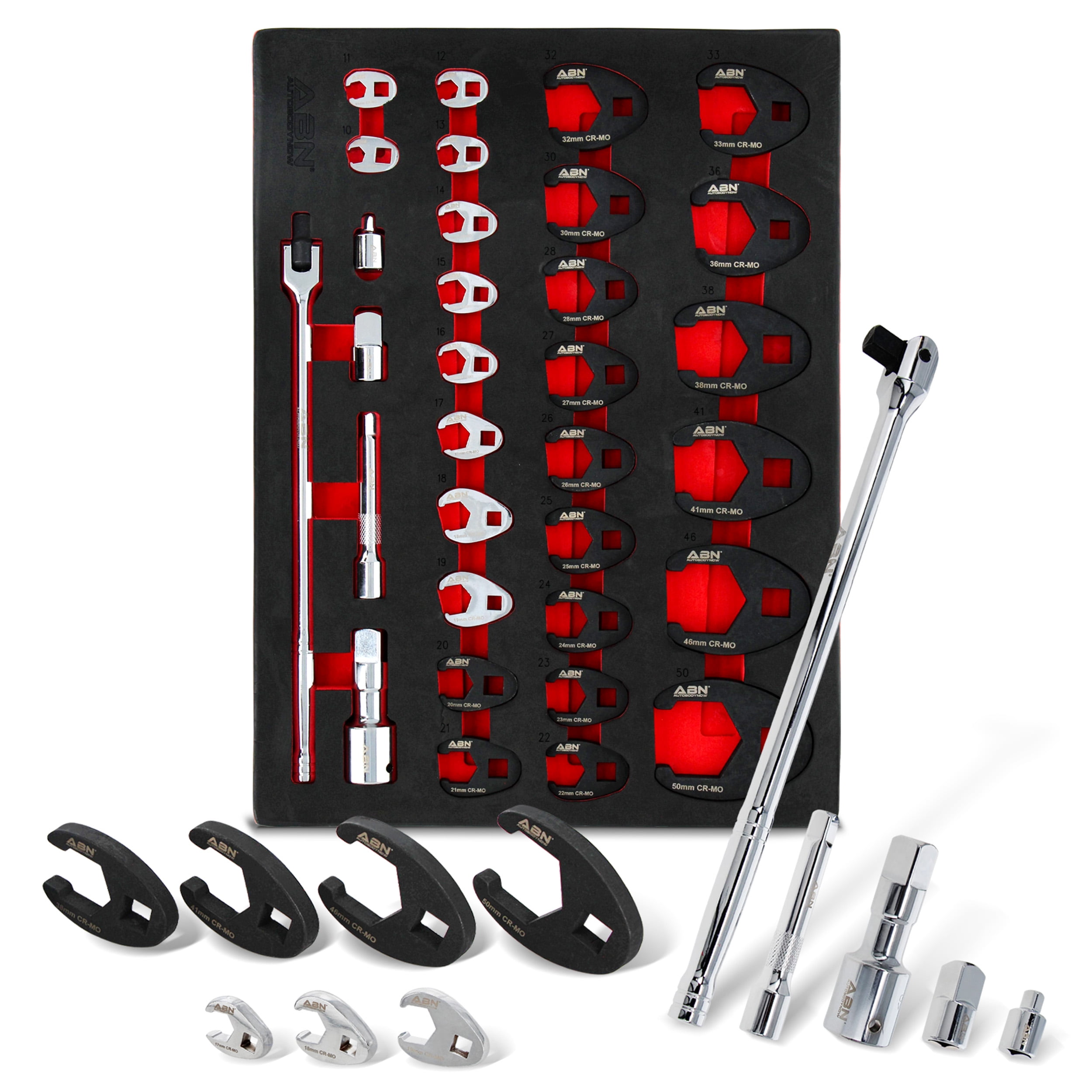 ABN Crows Foot Wrench Set Metric - 32 Piece Tight Offset Brake Line ...