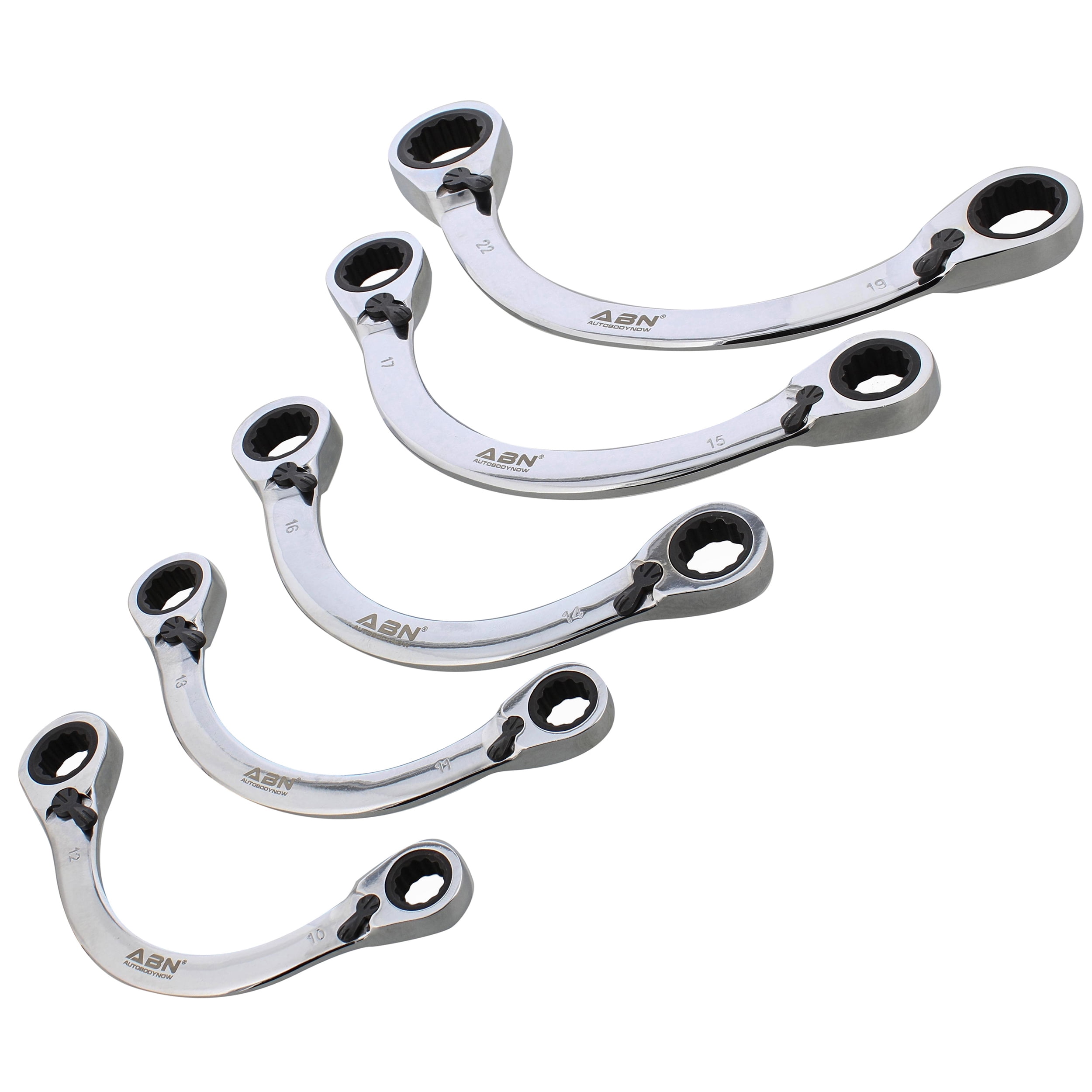 ABN Double Box Ratcheting Wrench - 5pc Half-Moon 10 to 22mm Metric ...