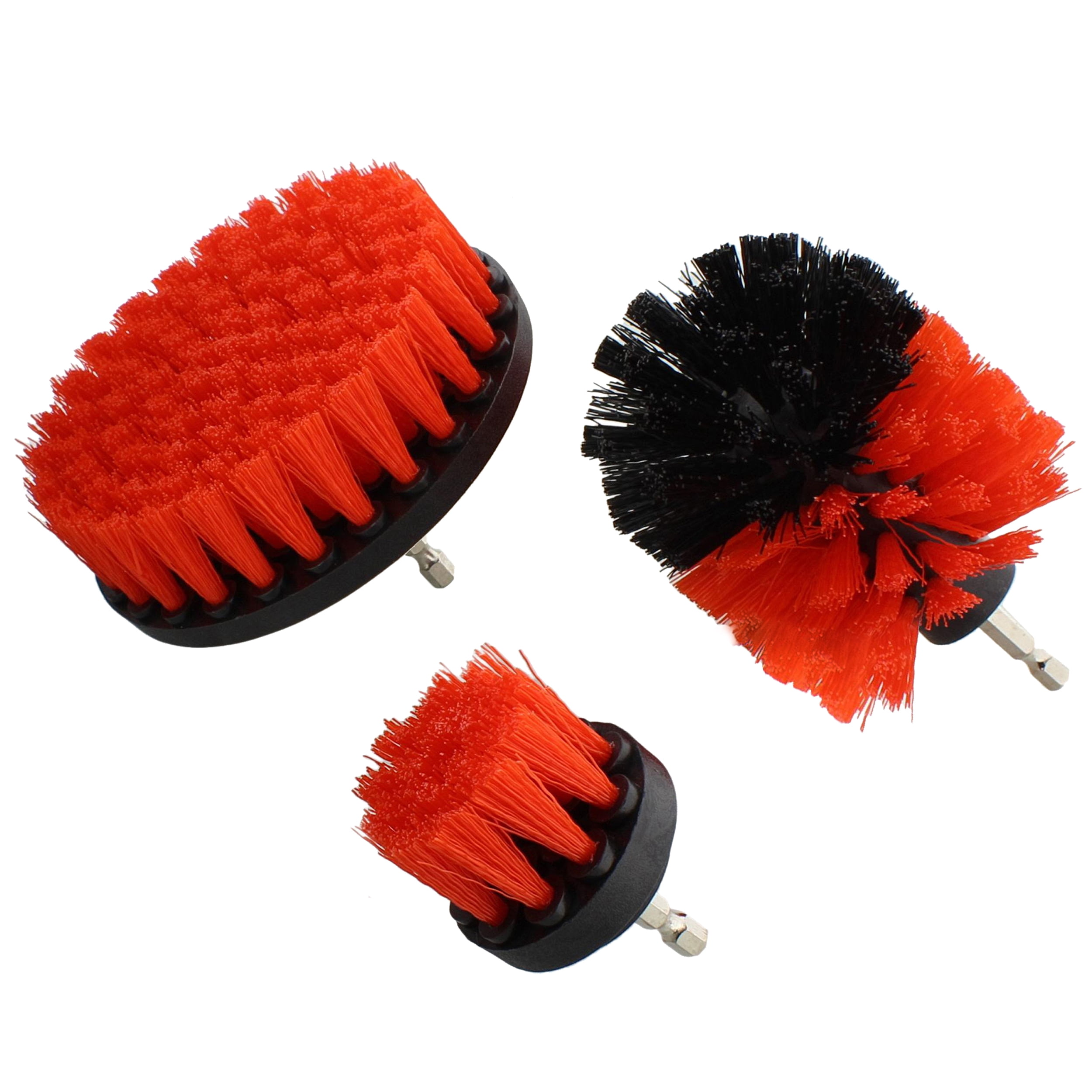 ABN Drill Brush Power Scrubber 3 Piece Set for 1/4in Drive - Red Stiff ...