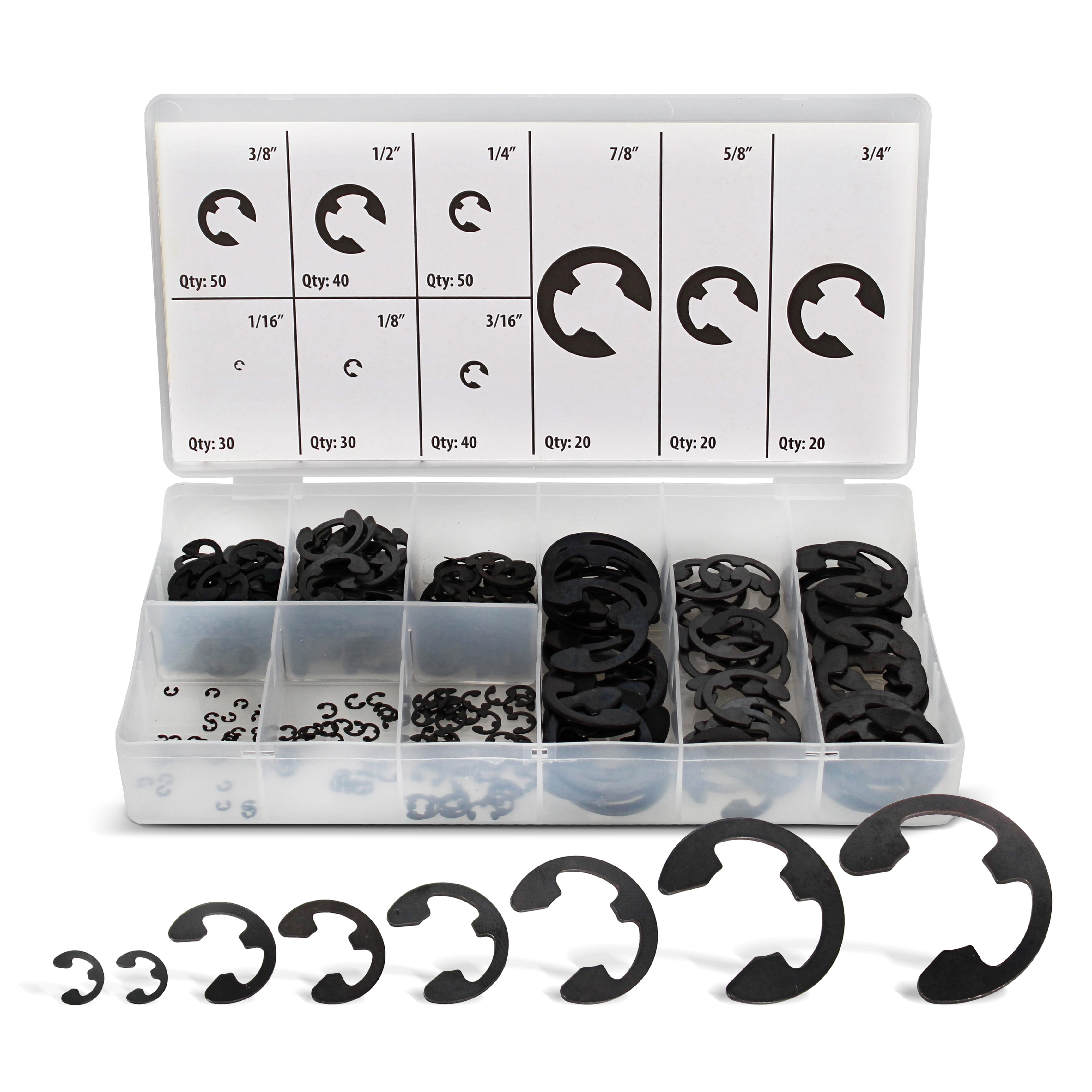 ABN E-Clip External Retaining Ring Washer 300 pc Assortment SAE ...