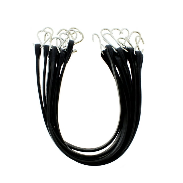 ABN EPDM Rubber Tie Down Straps with Hooks - 10in Black Rubber Bungee ...