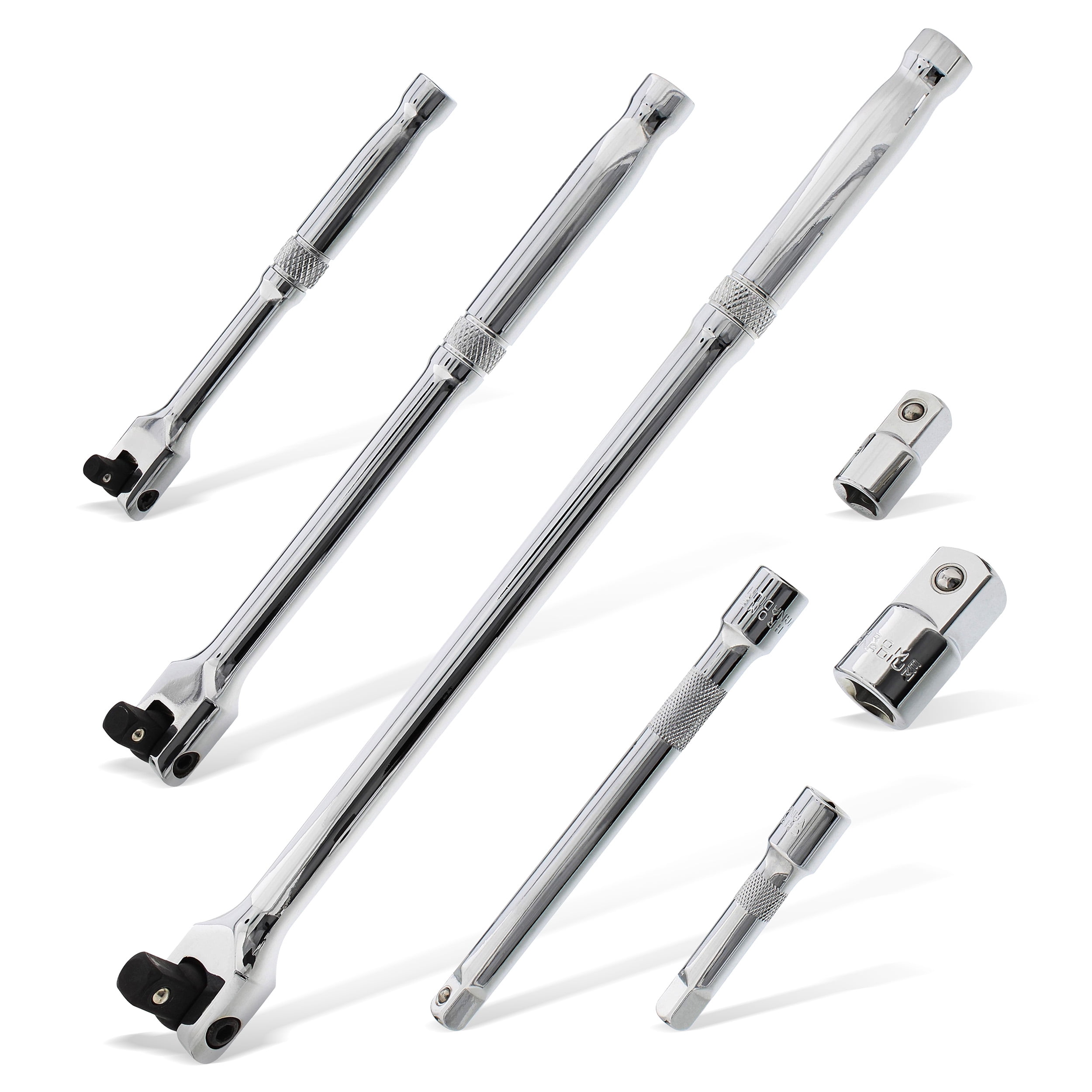 ABN Flex Handle Breaker Bar Set 7pc - 1/4 3/8 and 1/2in Drive Breaker ...