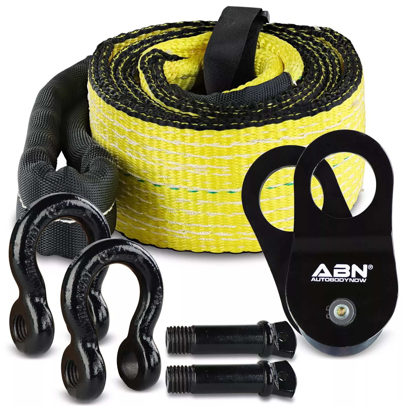 ABN Offroad Recovery Kit - 10-Ton 8ft Tow Strap Winch D Rings and ...