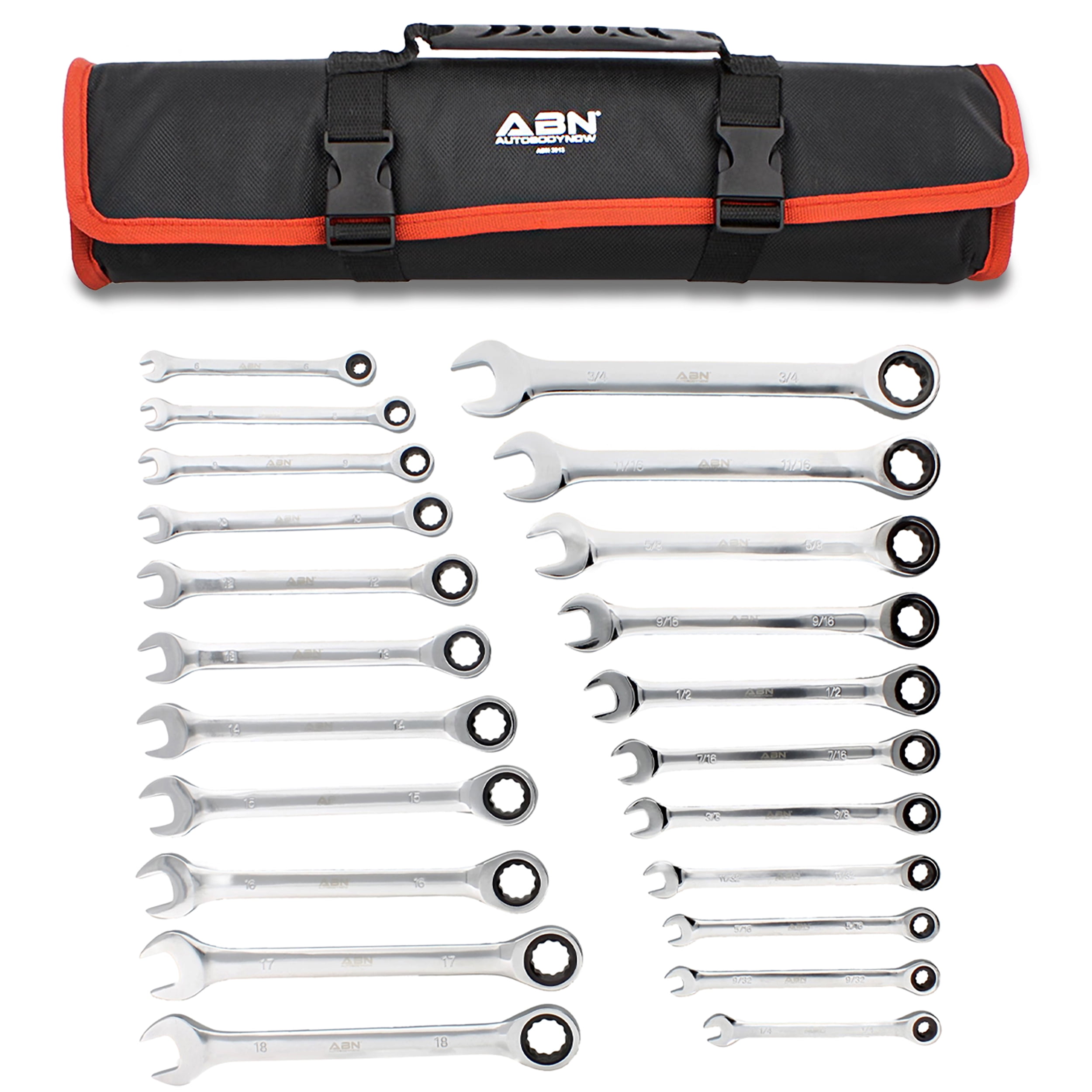 ABN 22-Piece SAE Metric Combination Ratchet Wrench Set - Kit for ...