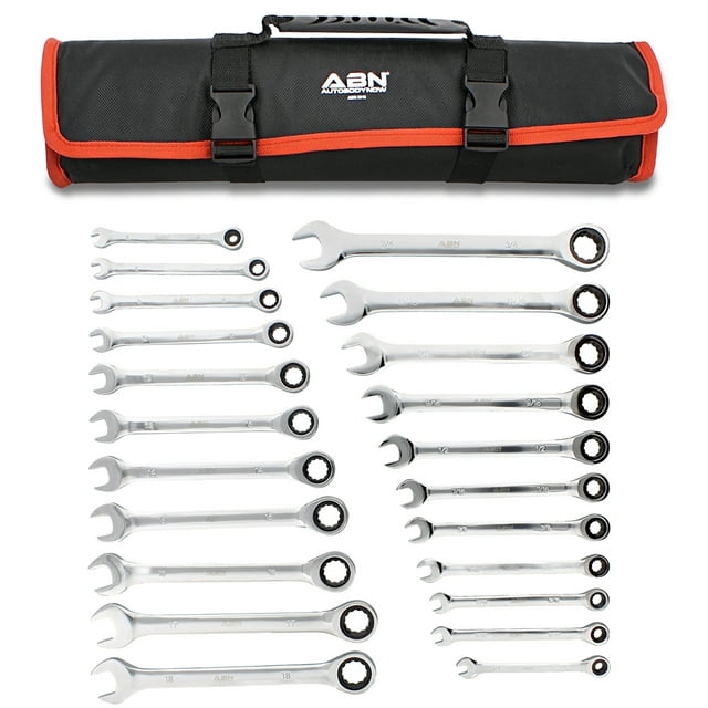 ABN 22-Piece SAE Metric Combination Ratchet Wrench Set - Kit for ...