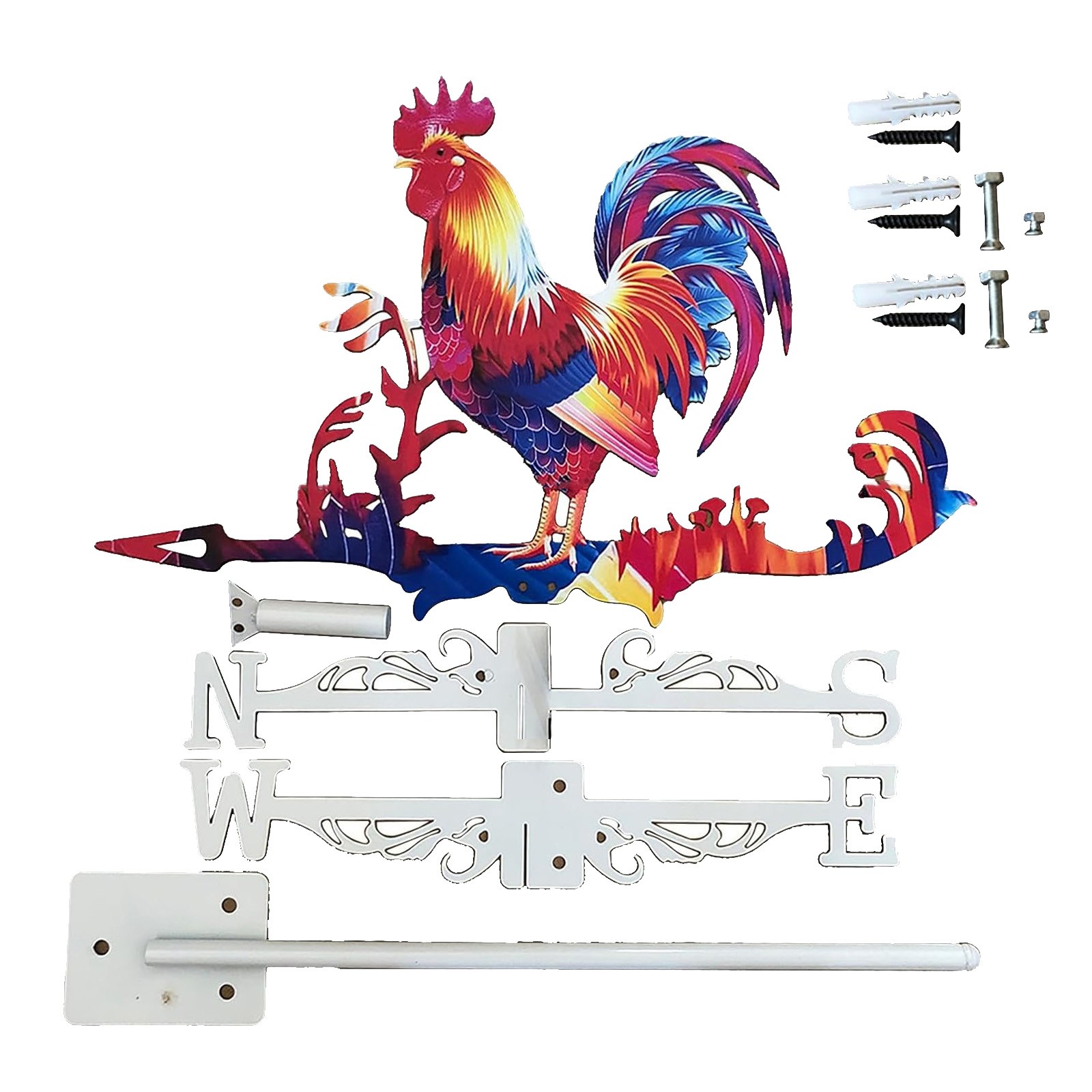 ABNMCA Metal Rooster Weathervane Metal Weather Vane Wind For Garden ...