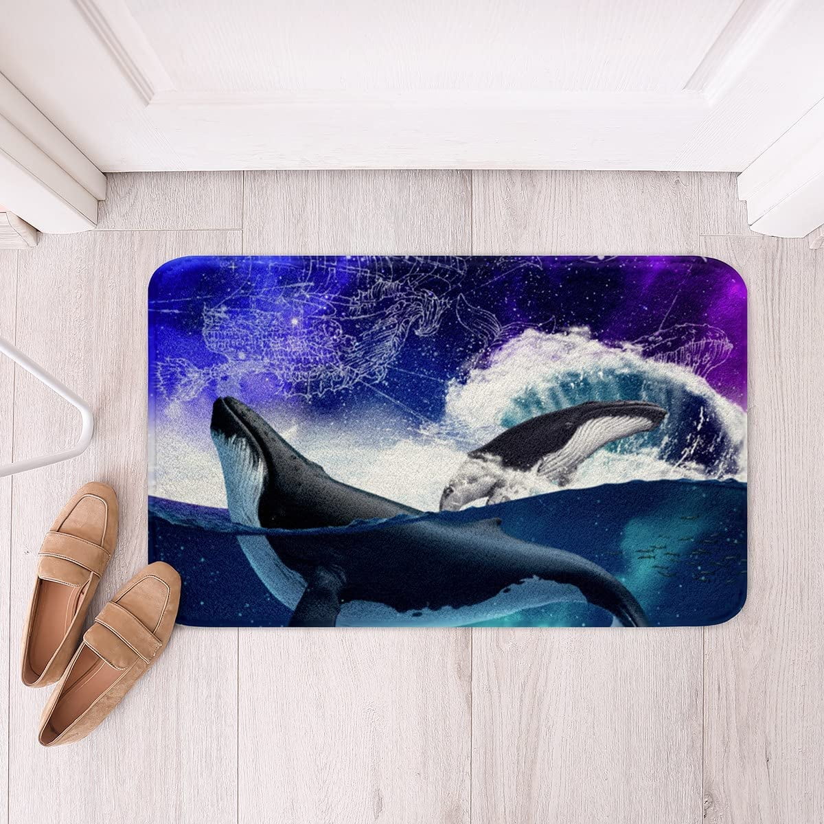 ABOAKRL 3D Print Whale Shaggy Absorbent Floor Mat Dreamy Cute Ocean ...