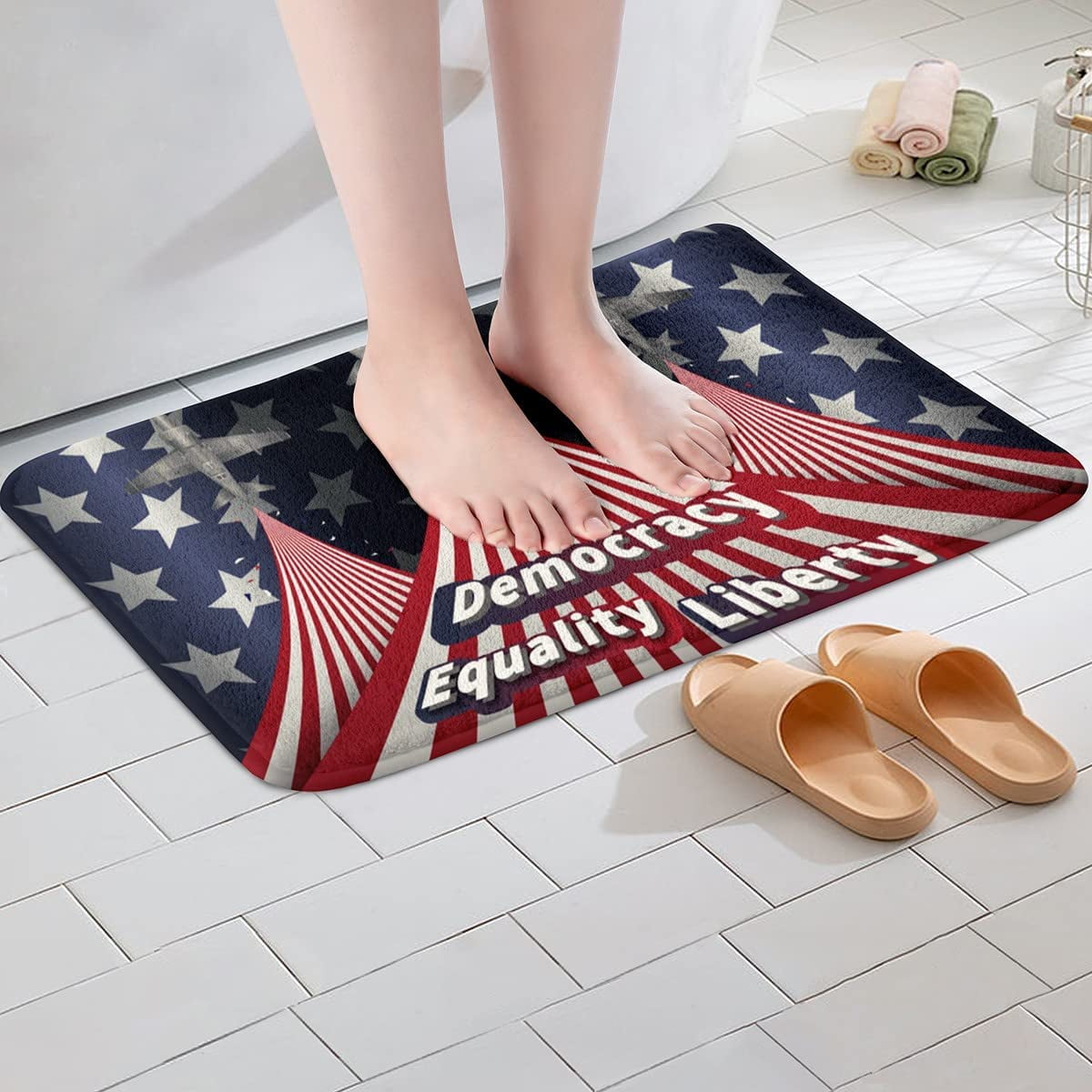 ABOAKRL American Flag Super Plush Bath Mats,Airplane Ceremony Stripes ...
