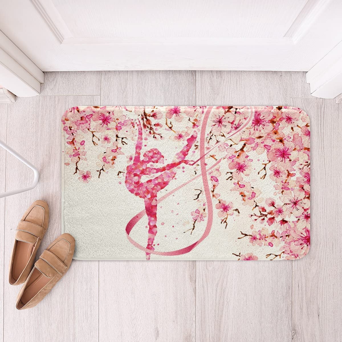 ABOAKRL Artistic Gymnastics Bathroom Mat,Pink Flowers Floral Print Non ...