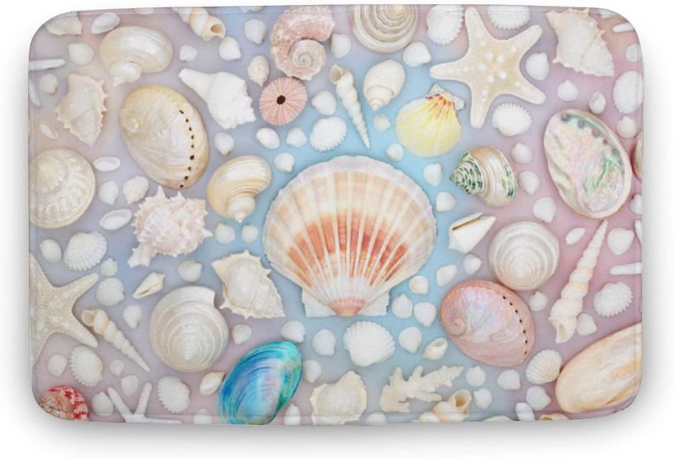 ABOAKRL Bathroom Rugs Mat Colorful Rainbow Seashell Underwater Sea Life ...