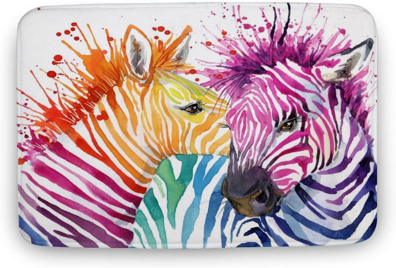ABOAKRL Bathroom Rugs Mat Cute Colorful Zebra Watercolor Wild Animals ...