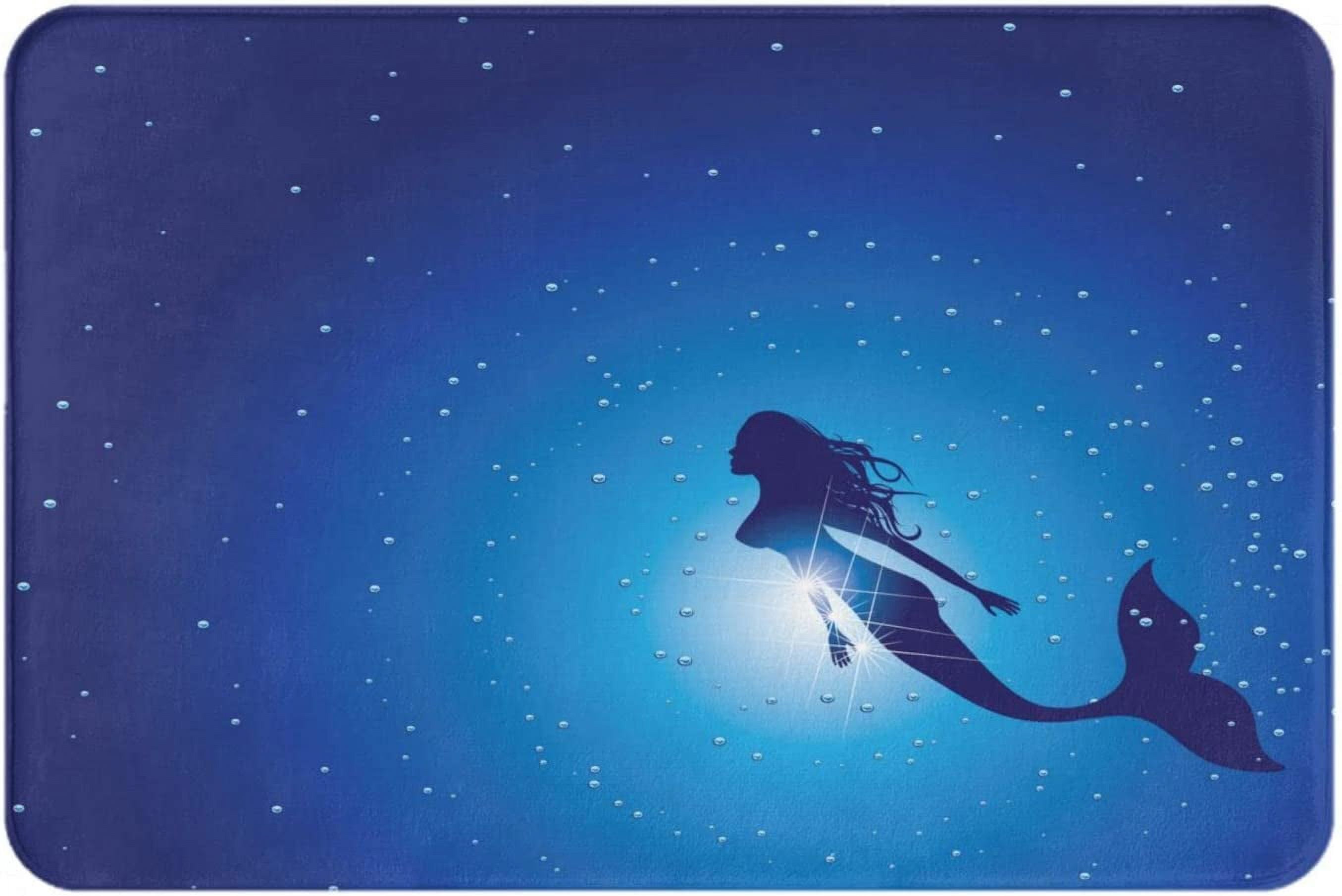 ABOAKRL Beautiful Glitter Mermaid Under The Sea Blue Design Bath Mats ...