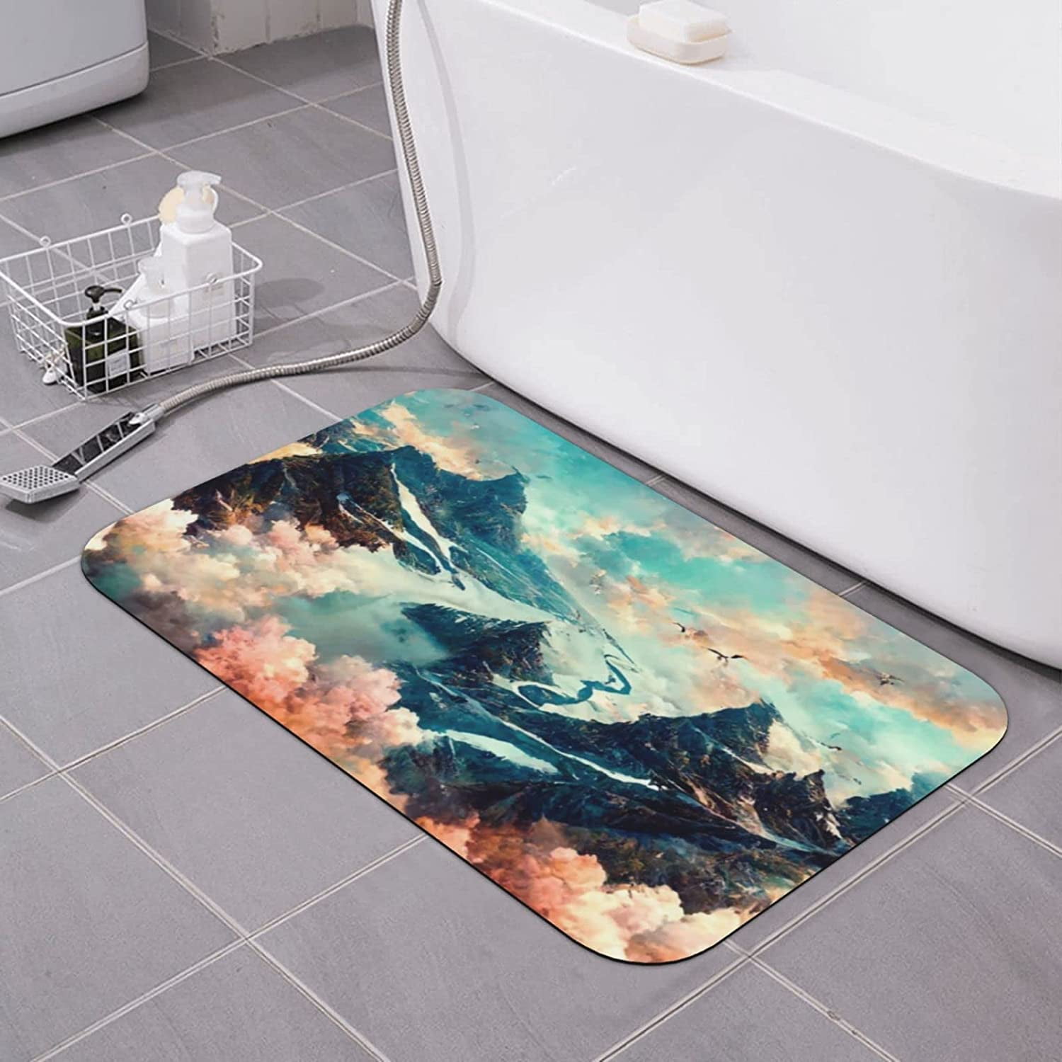 ABOAKRL Birds Flying Over Rivers and Mountains Bath Mats for Bathroom ...