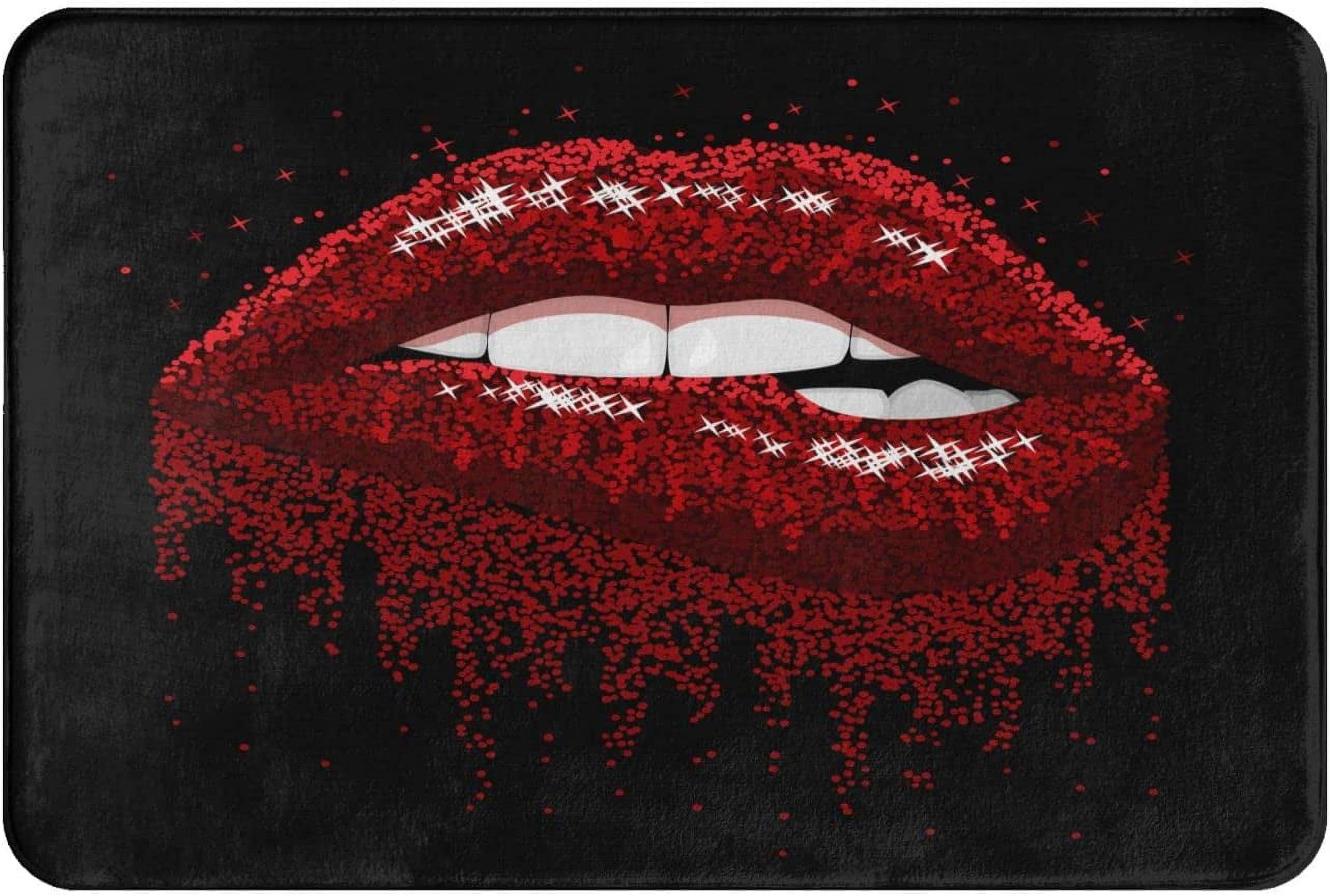 ABOAKRL Bling Red Lips Kiss Design Bath Mats for Bathroom Non-Slip ...