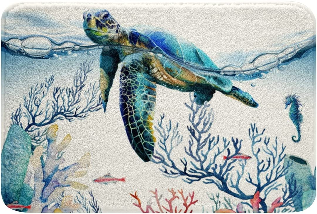 ABOAKRL Cartoon Sea Turtle Funny Doormat Home Decor Mats Indoor Doormat ...