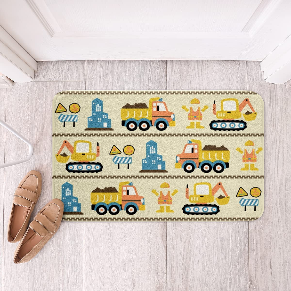 ABOAKRL Cartoon Truck Construction Vehicles Funny Doormat Home Decor ...