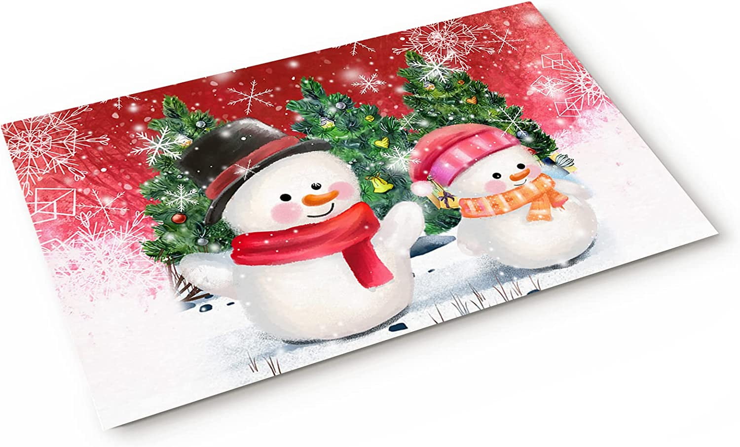 ABOAKRL Chrsitmas Doormat Snowman Xmas Trees Door Mat Christmas Welcome ...