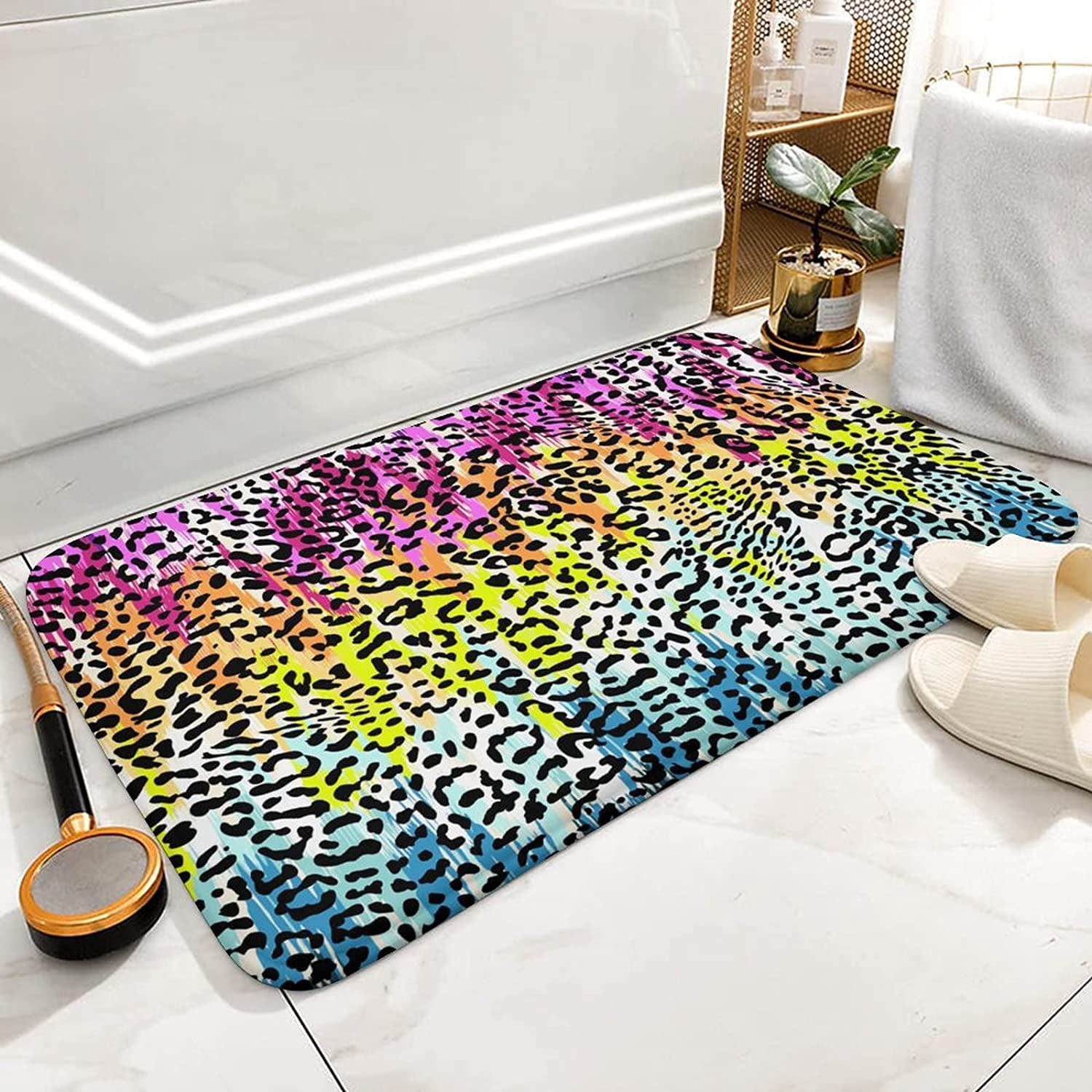 ABOAKRL Colorful Leopard Spots Funny Doormat Home Decor Mats Indoor ...