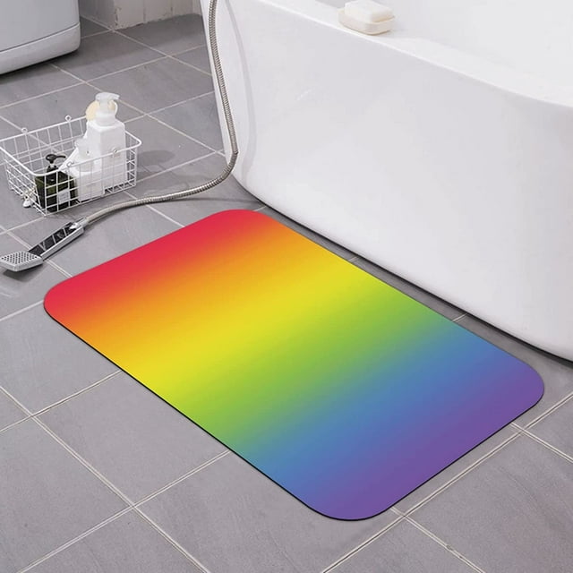 ABOAKRL Colorful Rainbow LGBT Bath Mats for Bathroom Non-Slip Absorbent ...