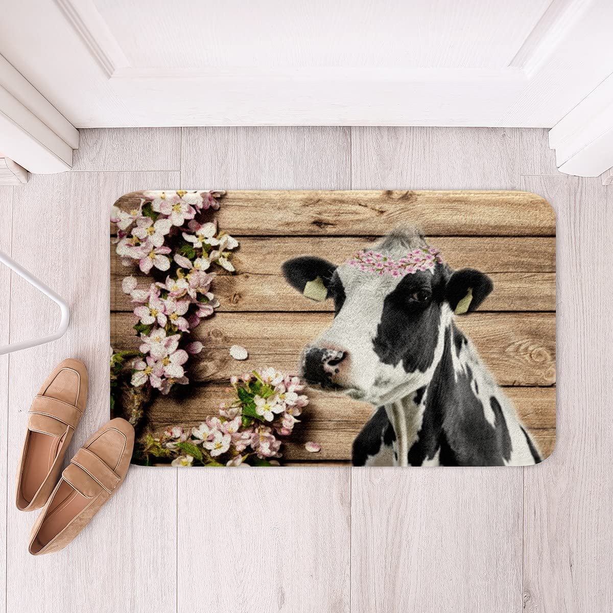 ABOAKRL Cow Peach Blossom Funny Doormat Home Decor Mats Indoor Doormat ...