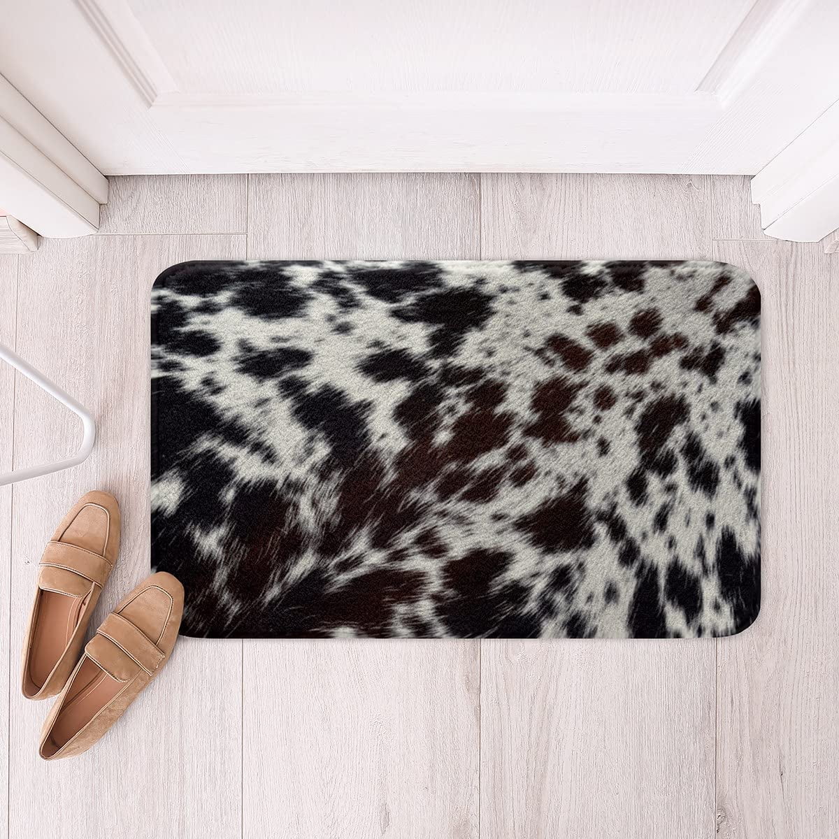 ABOAKRL Cowhide Print Non Slip Bath Mat for Teens Abstract Brown White ...