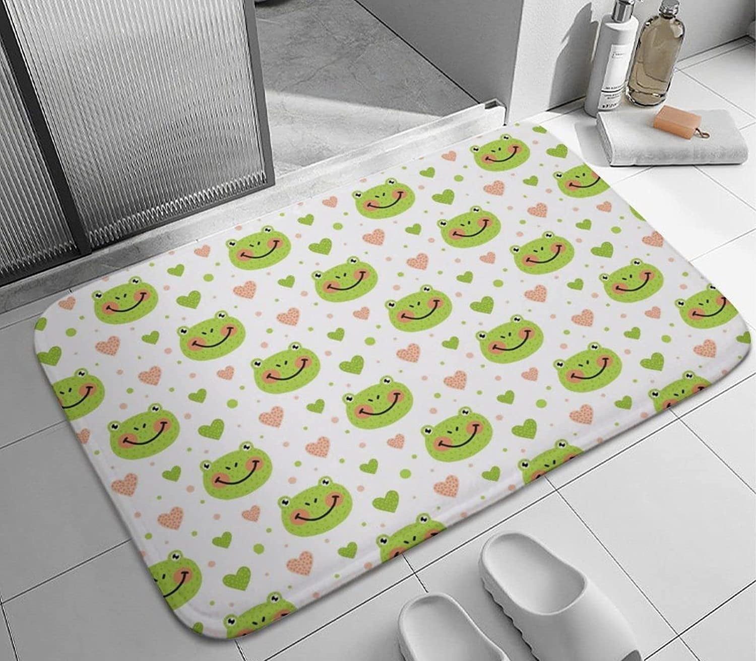ABOAKRL Cute Cartoon Smiling Green Frogs Hearts Funny Doormat Home ...