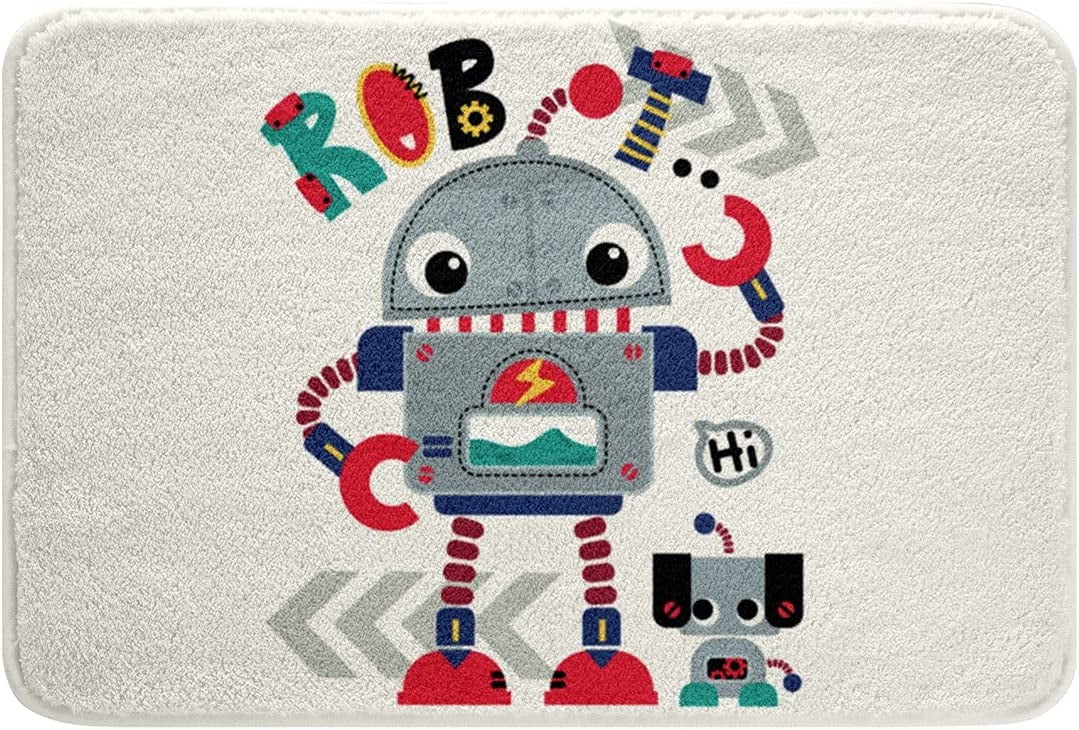 ABOAKRL Cute Robot Bathroon Mat,Cartoon Kawaii Machine Non Slip Bath ...
