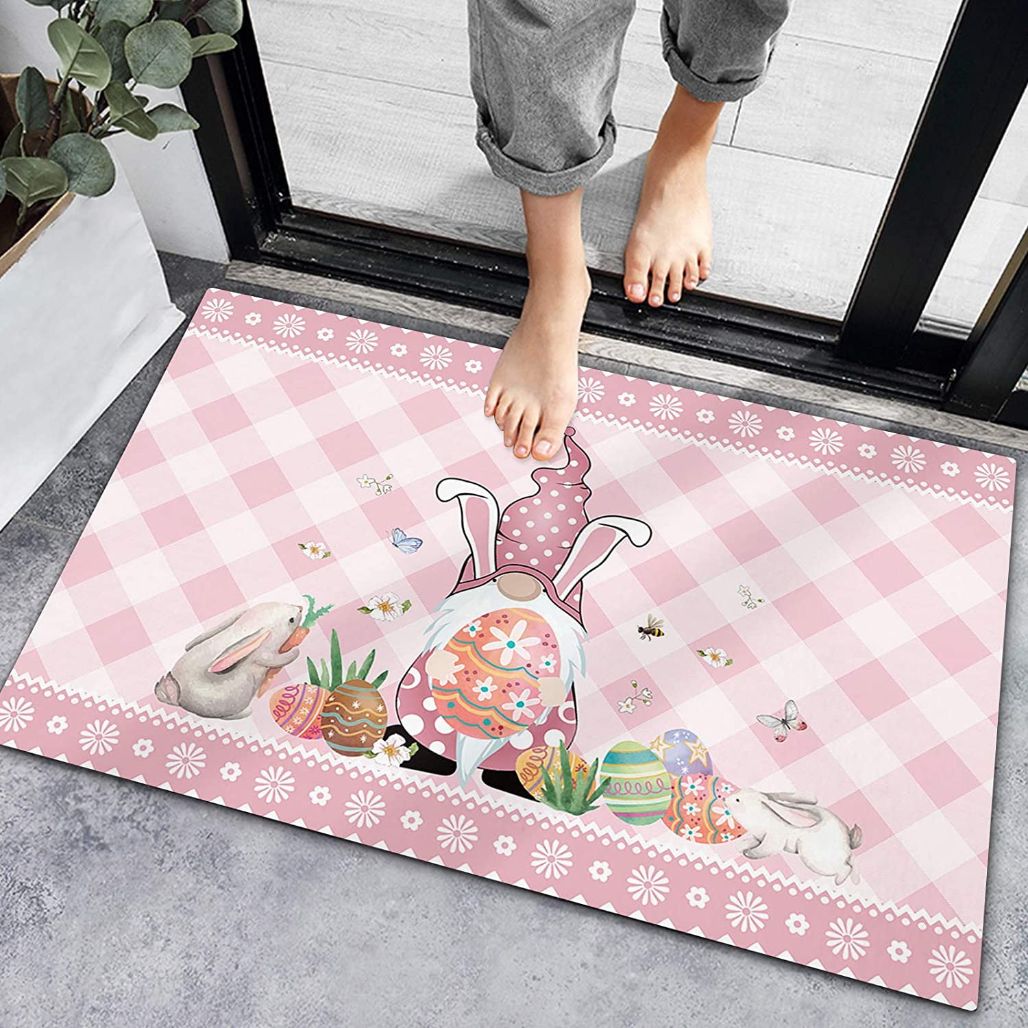 ABOAKRL Easter Dwarf Egg Rabbit Carpets Gnome Funny Doormat Home Decor ...