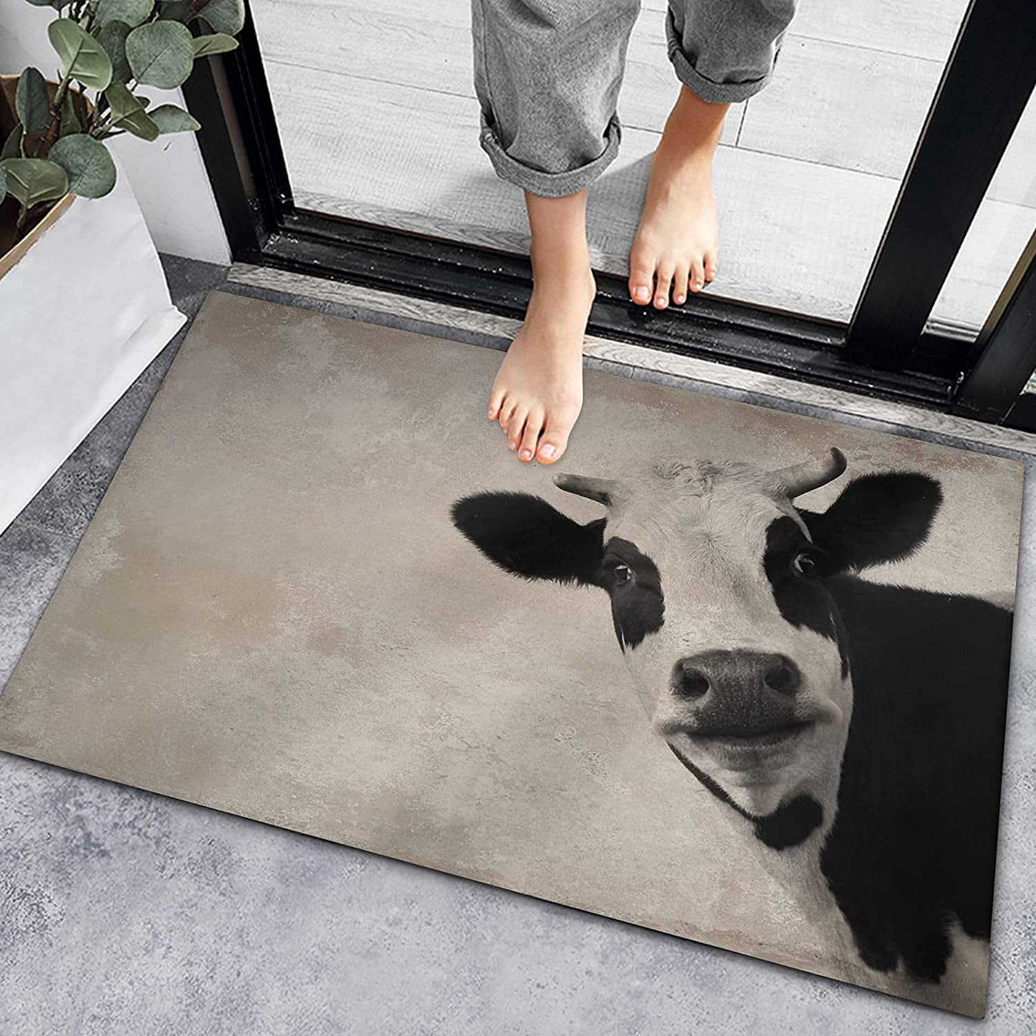 ABOAKRL Farm Funny Cute Milk Cow Funny Doormat Home Decor Mats Indoor ...