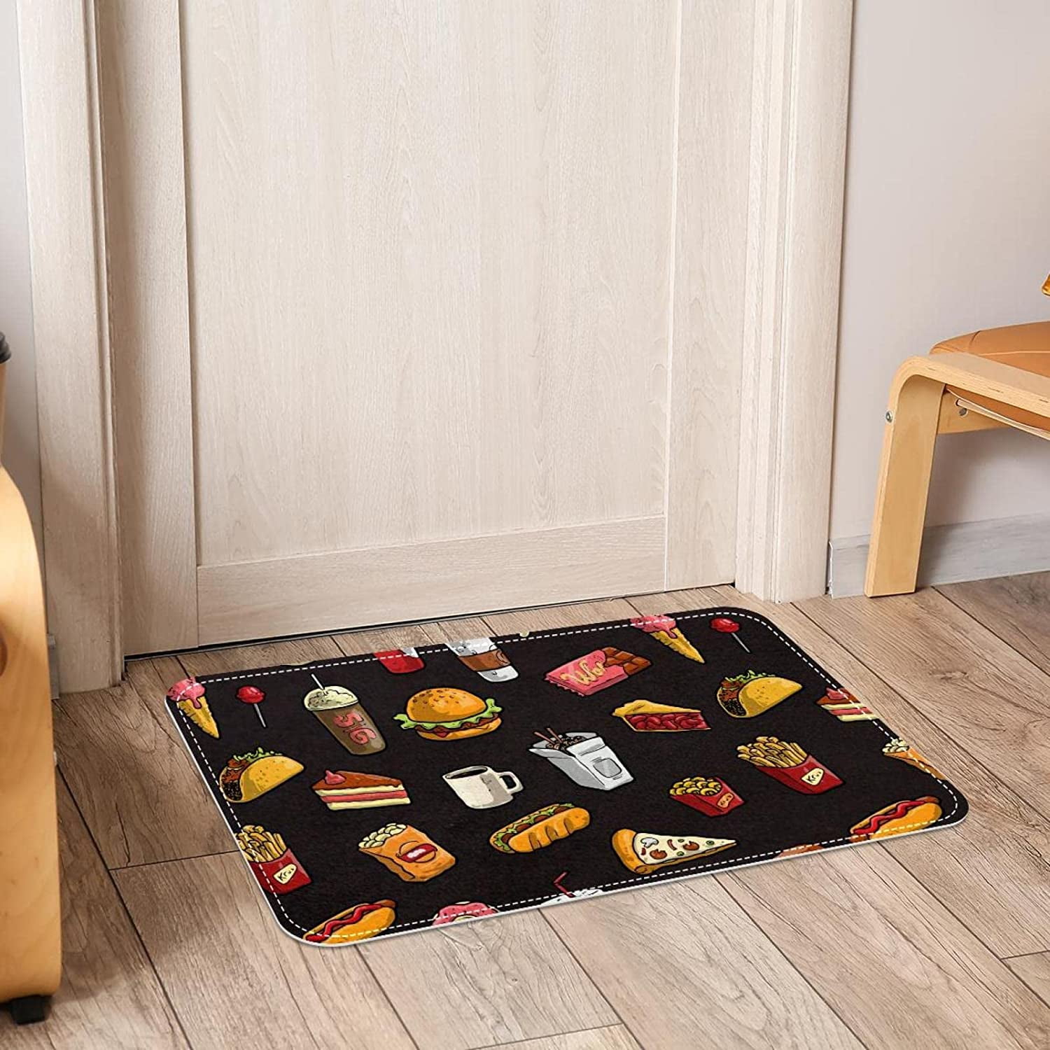 ABOAKRL Food Pattern Bath Rugs Absorbent Non Slip Door Mats Soft Carpet ...