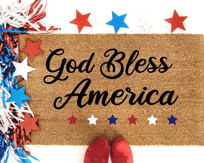 ABOAKRL God Bless America Funny Doormat Home Decor Mats Indoor Doormat ...