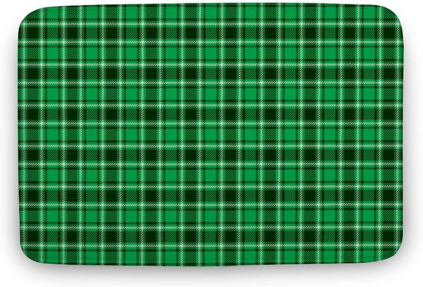ABOAKRL Green Tartan Plaid Bath Mat St Patrick's Day Bathroom Rugs Soft ...
