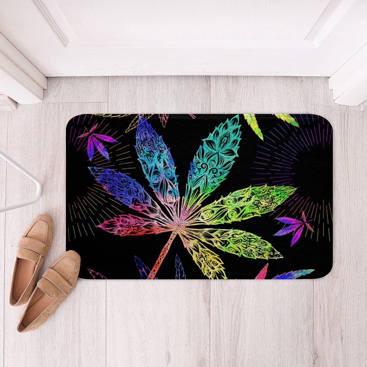 ABOAKRL Marijuana Weed Rainbow Gradient Funny Doormat Home Decor Mats ...