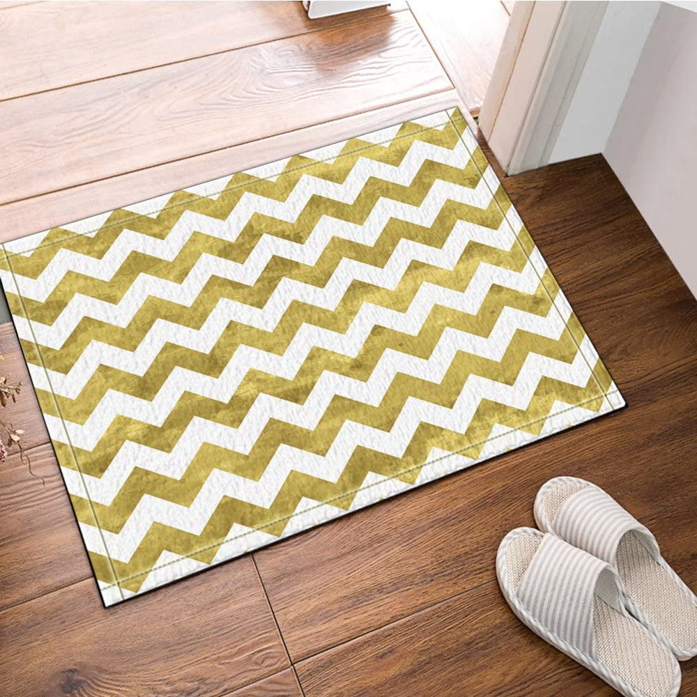 ABOAKRL Practical Doormat for Home Entrance Gold and White Floor Mats ...