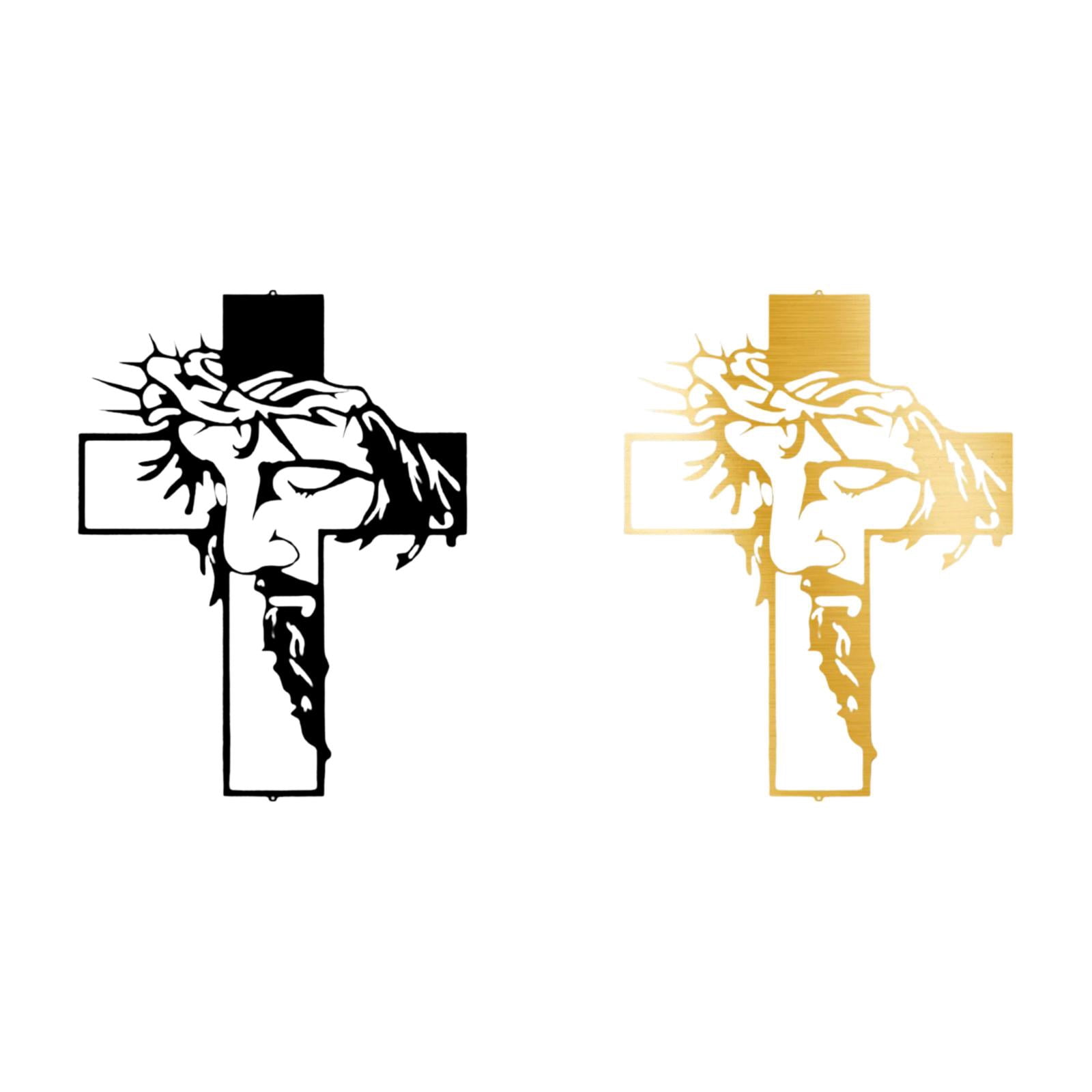 ABODELINE 2PCS Jesus Wall Cross Decor Metal Crucifix Wall Hanging Wall ...