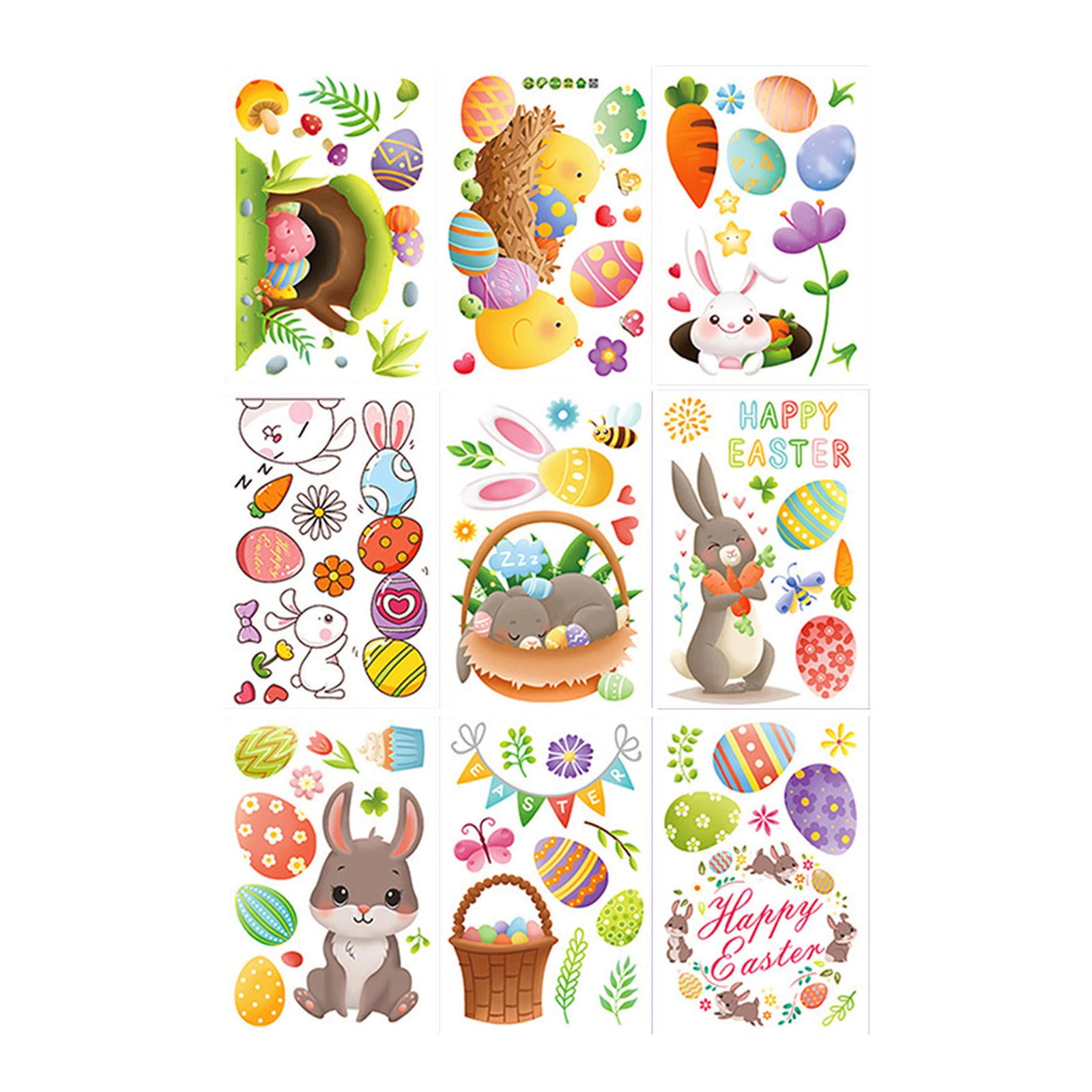 ABODELINE 9 Sheets Easter Window Clings, Double-Sided Cute Spring ...