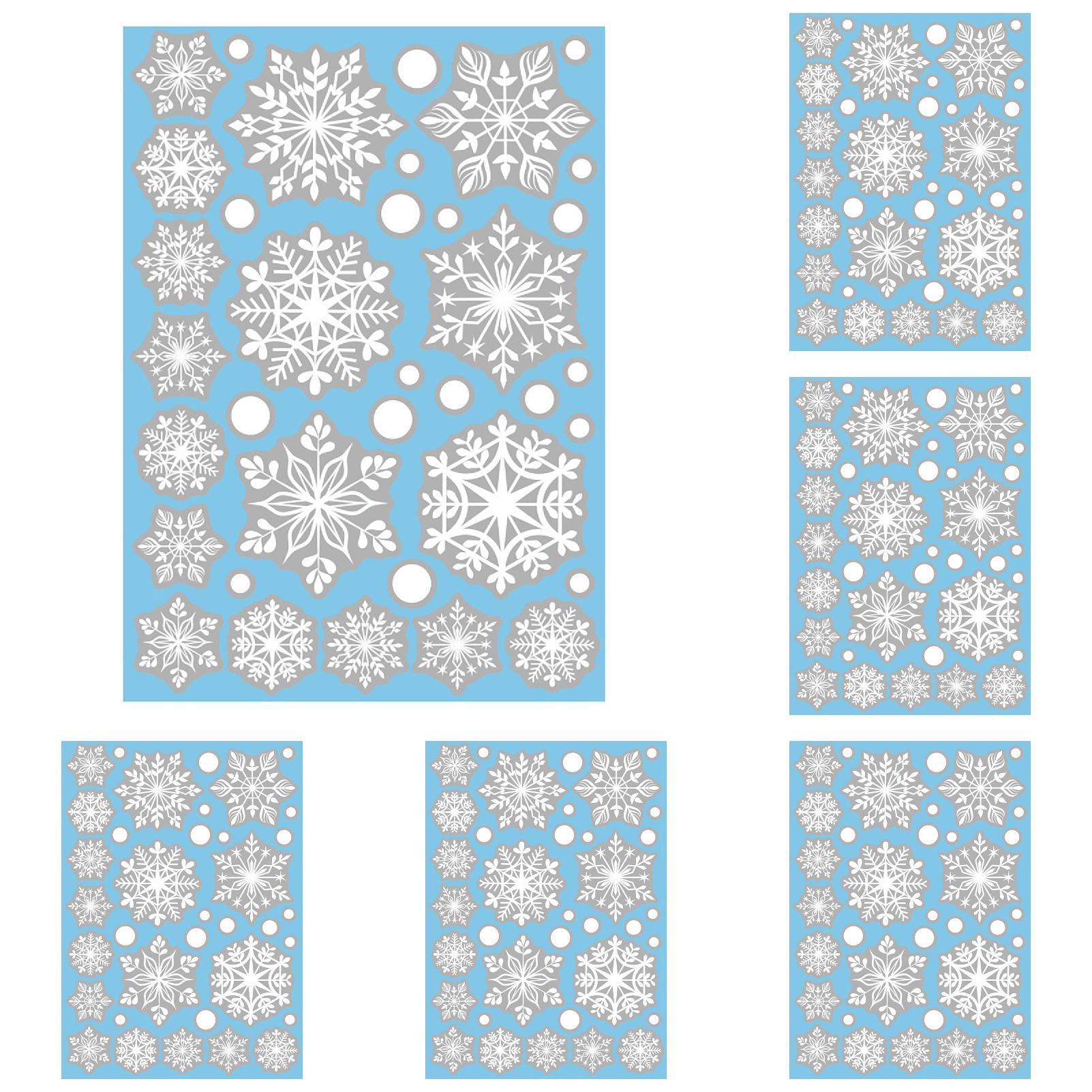 ABODELINE Christmas Window Clings, 10 Sheets Glitter Snowflakes ...
